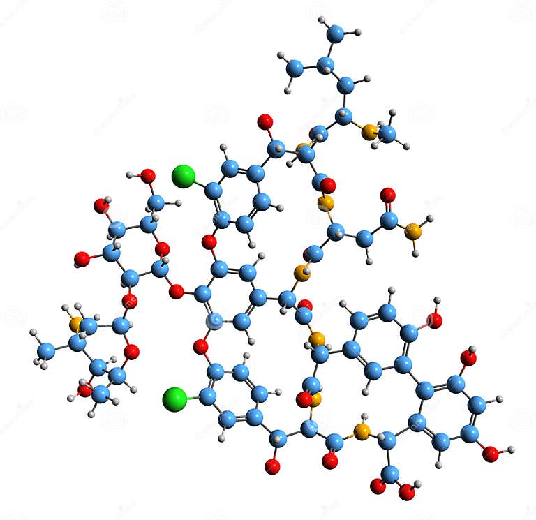 3D Image of Vancomycin Skeletal Formula Stock Illustration ...