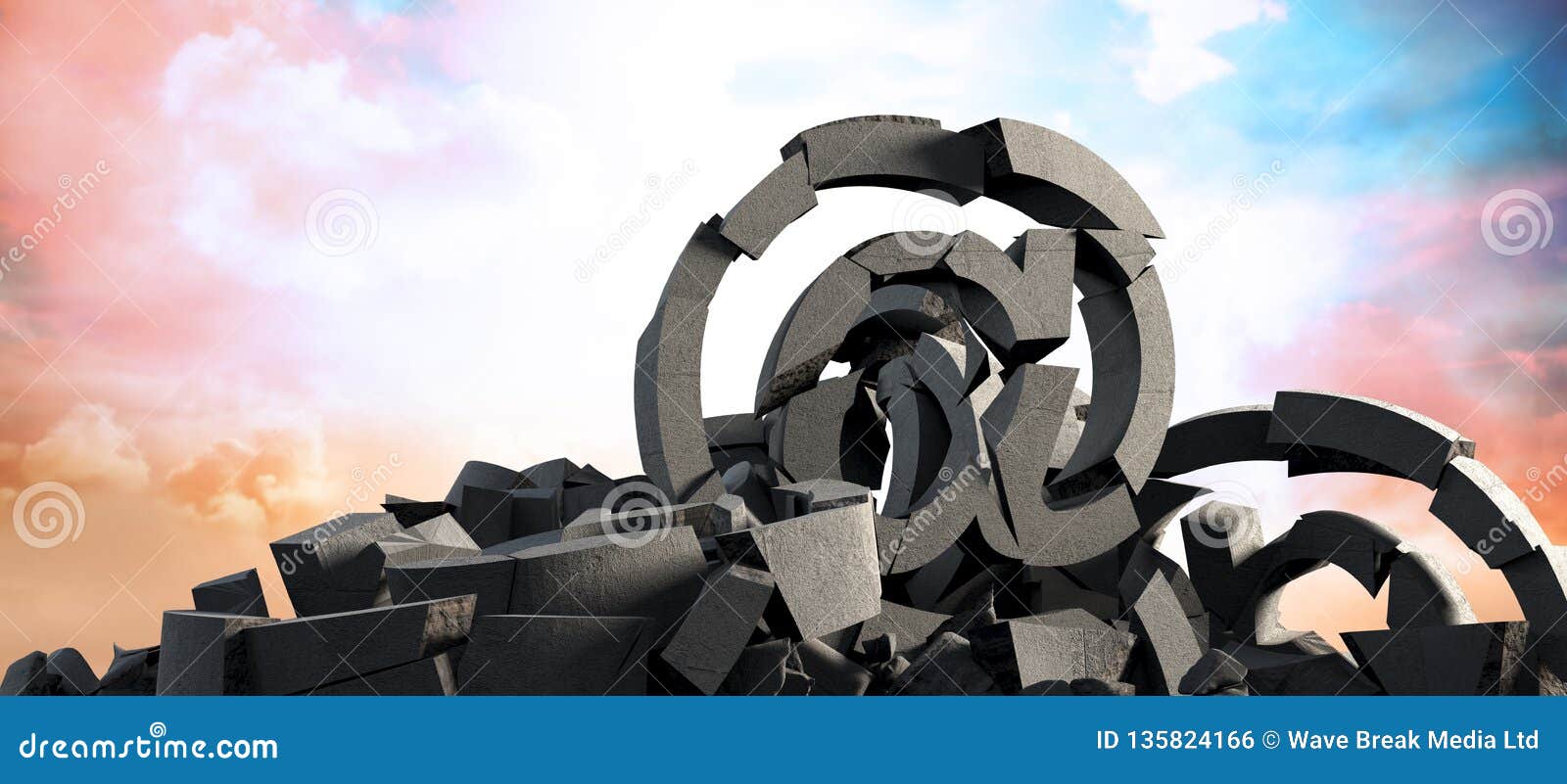 Composite Image of 3d Image of Various Broken Symbols Stock ...