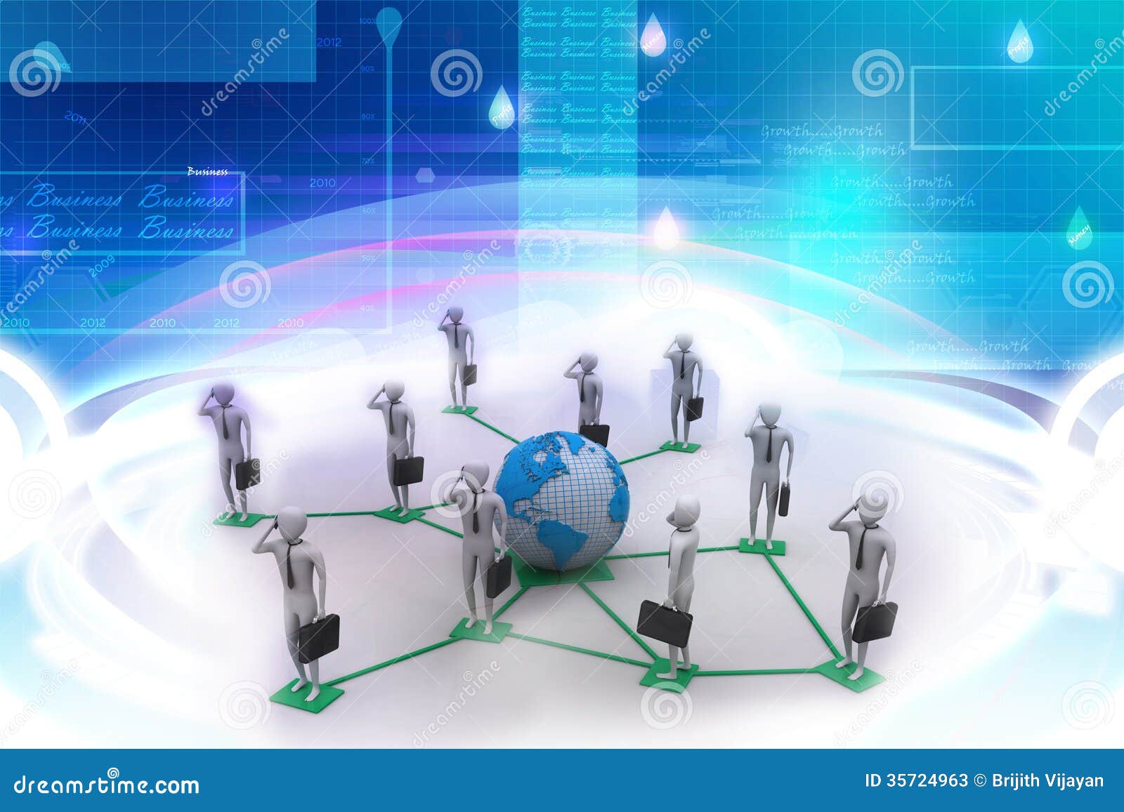 3d Image of Virtual Men on Global Connection Stock Illustration ...