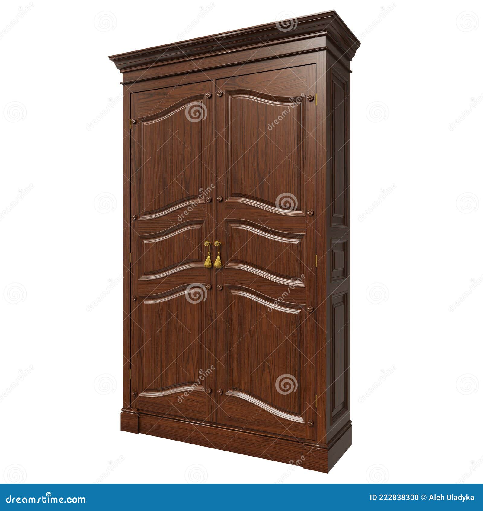 3d Image Wooden Cabinet in Classic Style Stock Illustration ...