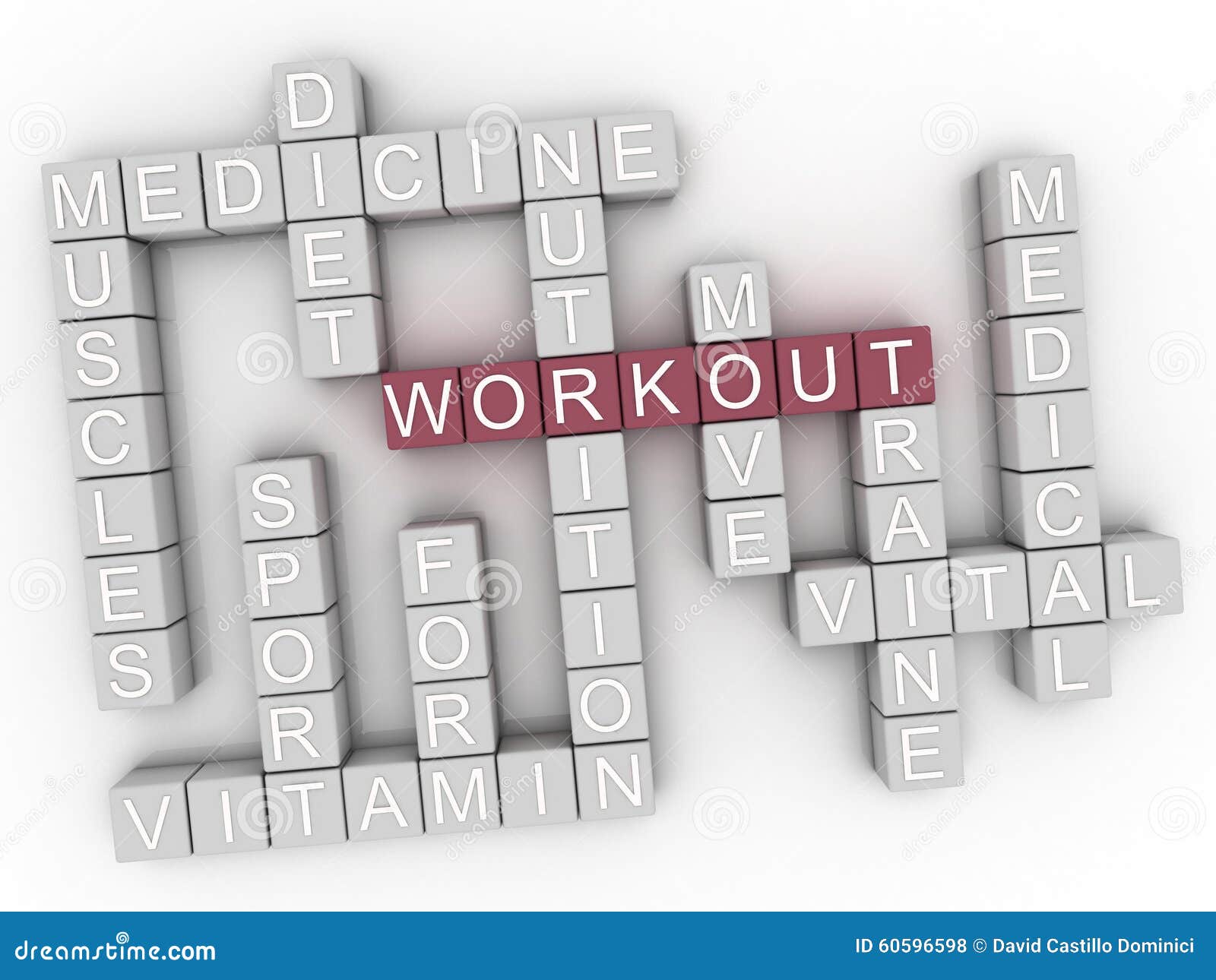 3d Image Workout Word Cloud Concept Stock Illustration - Illustration ...