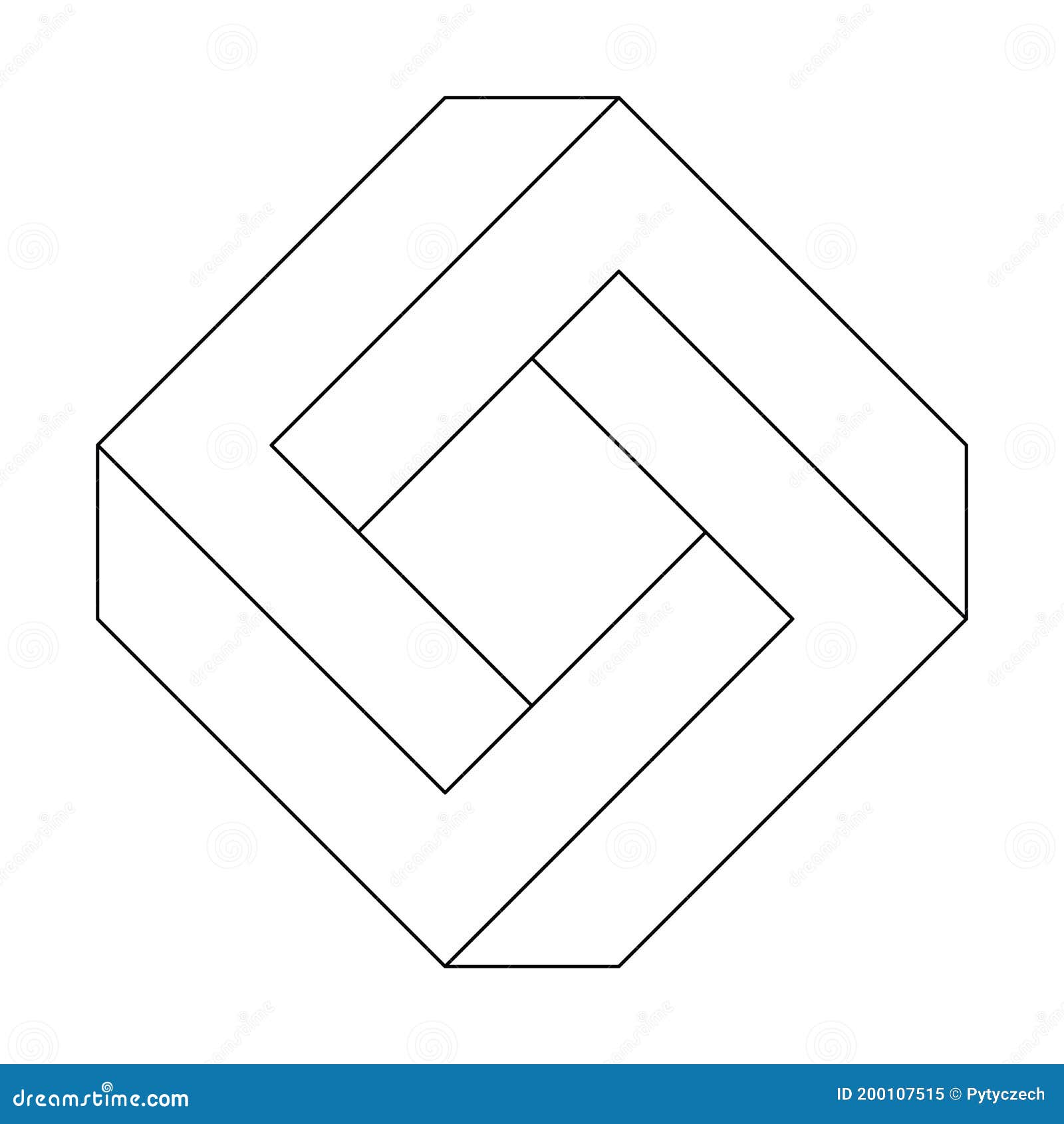 Impossible Square Shape. Optical Visual Illusion. Blue Purple Infinite ...