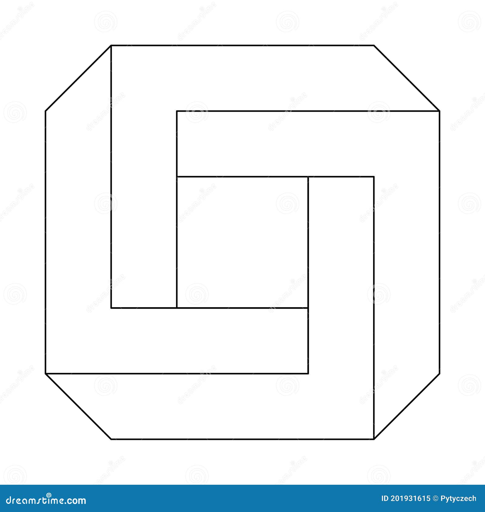 Impossible Square Shape. Optical Visual Illusion. Blue Purple Infinite ...