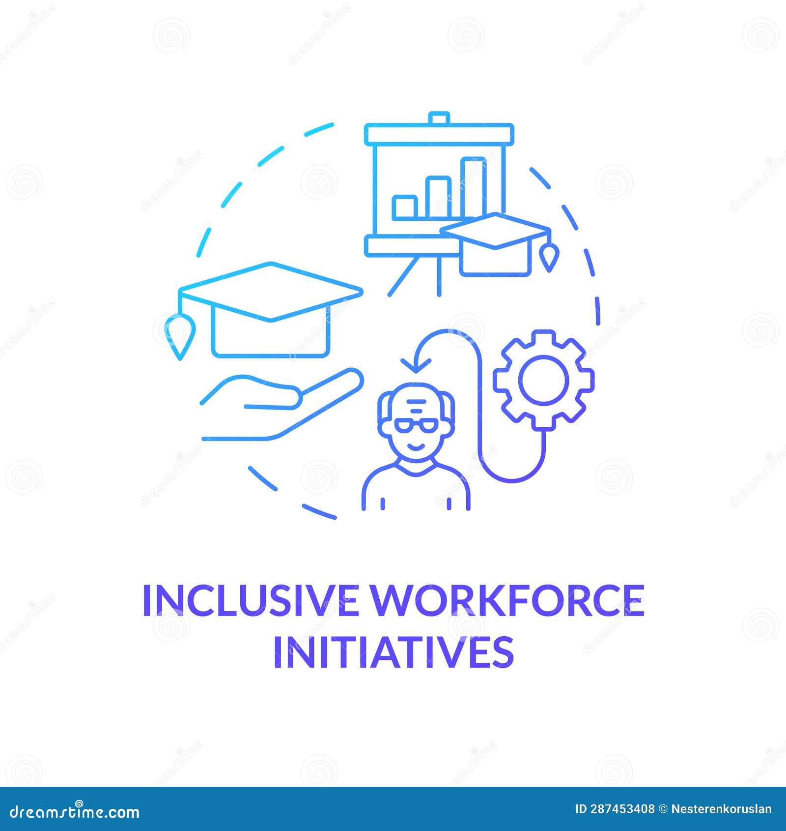 2D Inclusive Workforce Initiatives Thin Line Concept Stock Illustration ...