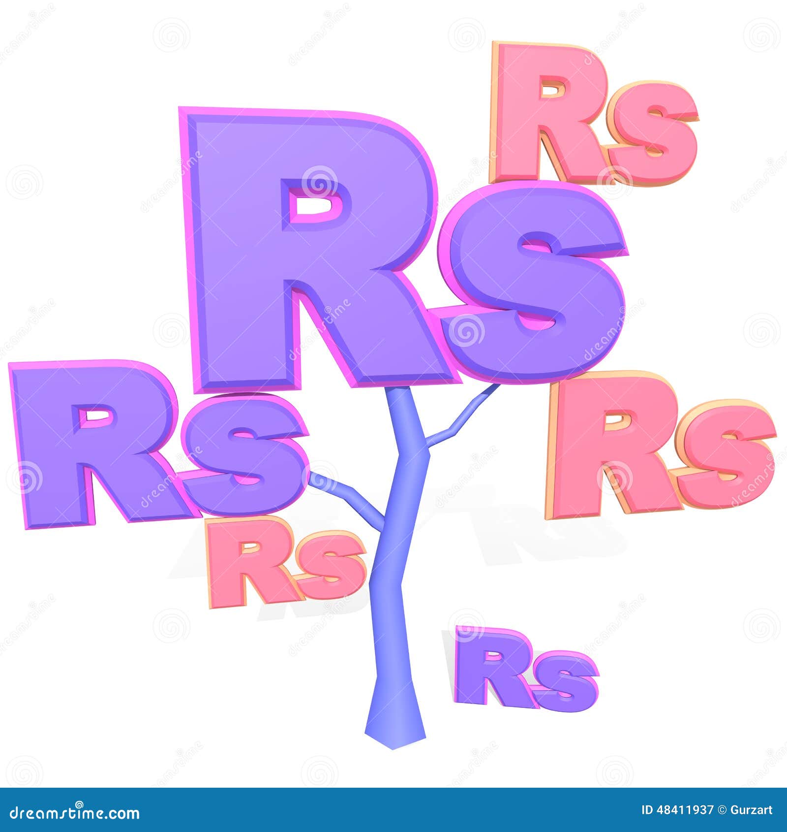3d Indian Rupee Sign on a Tree Stock Illustration - Illustration of ...