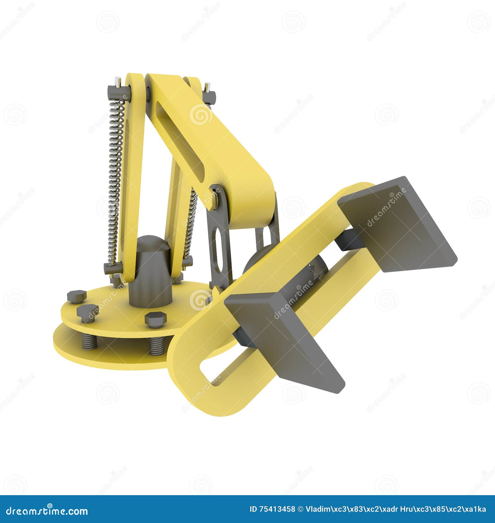 3d Industrial Robotic Mechanical Arm Illustration on White Background ...