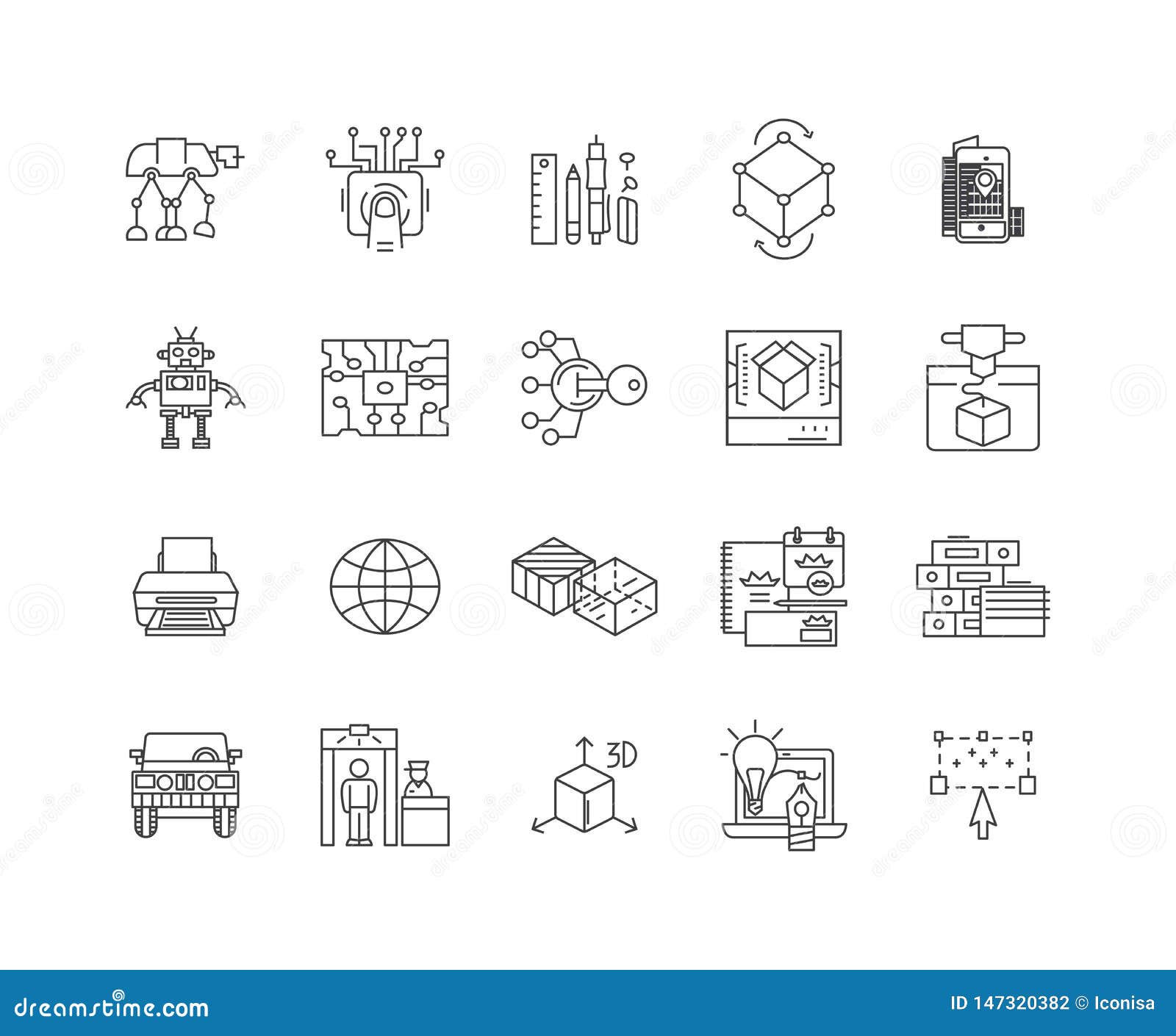 3d Industry Line Icons, Signs, Vector Set, Outline Illustration Concept ... 3d Industry Line Icons, Signs, Vector Set, Outline Illustration Concept ...