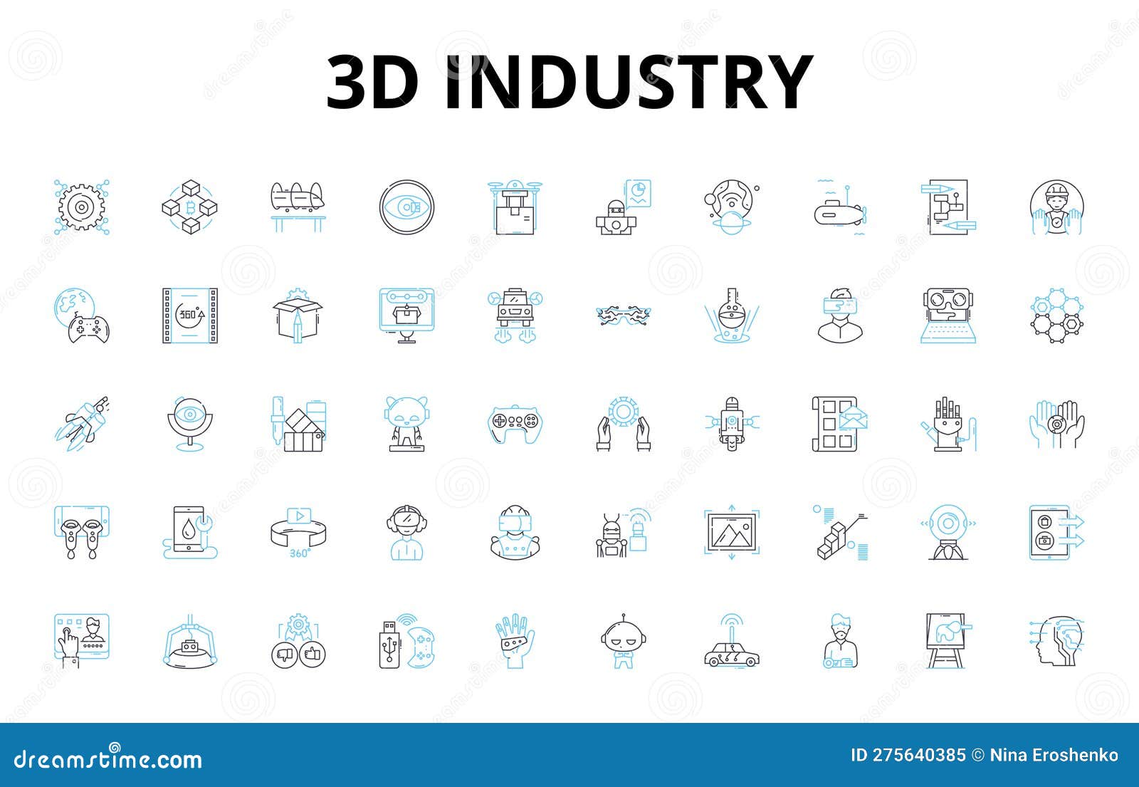 3d Industry Linear Icons Set. Modeling, Rendering, Animation, Sculpting ... 3d Industry Linear Icons Set. Modeling, Rendering, Animation, Sculpting ...