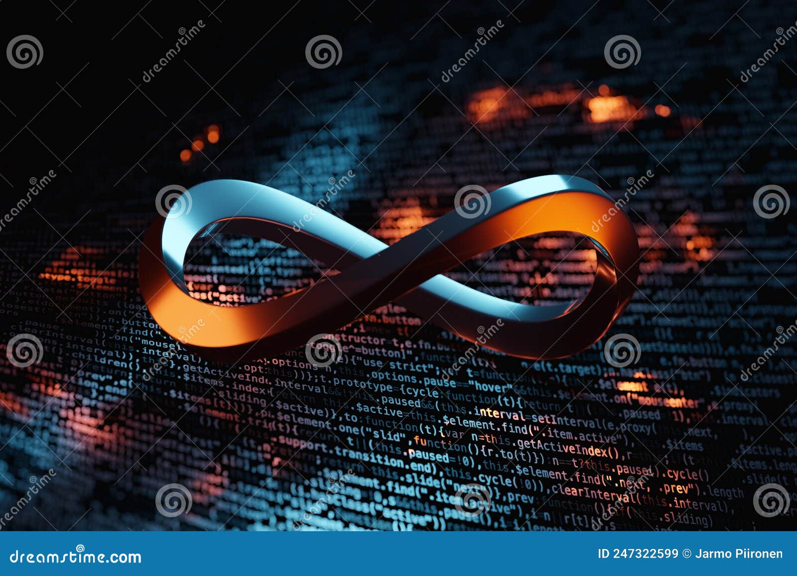 3D Infinity Symbol on Computer Programming Code. Computer Science and ...