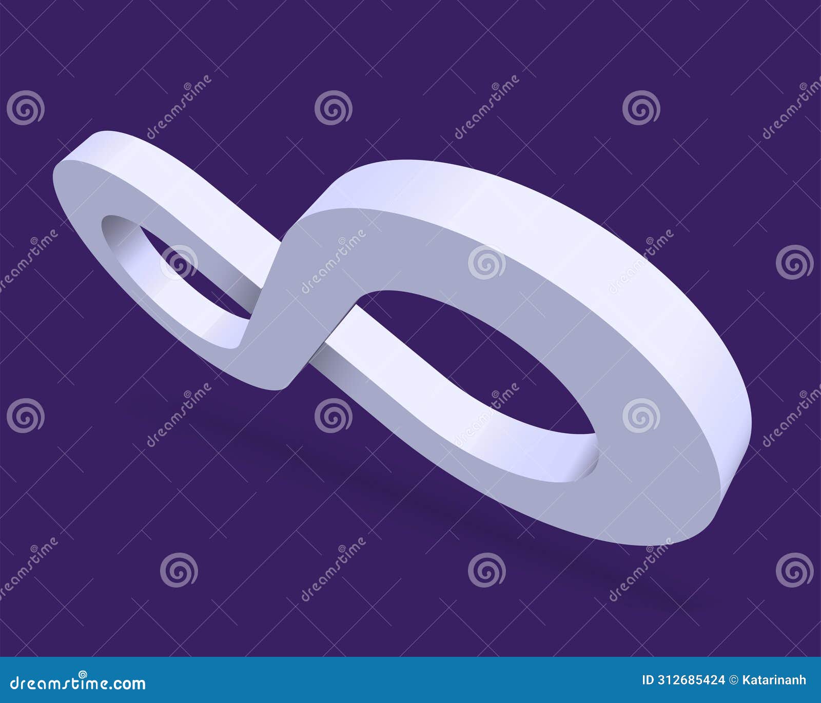 3D Infinity Symbol on Dark Violet Background. Endless Vector Logo ...
