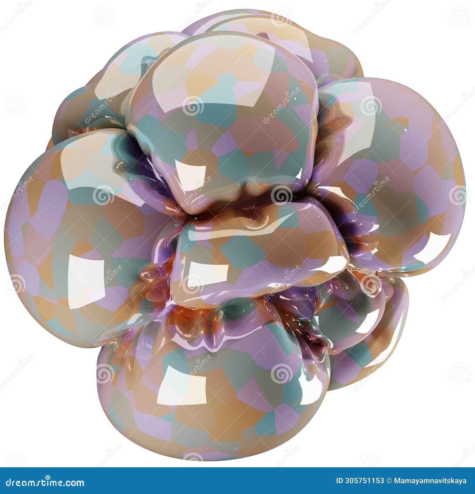 3D Inflated Abstract Shape Illustration. Puffy Object Design Stock Illustration - Illustration ...