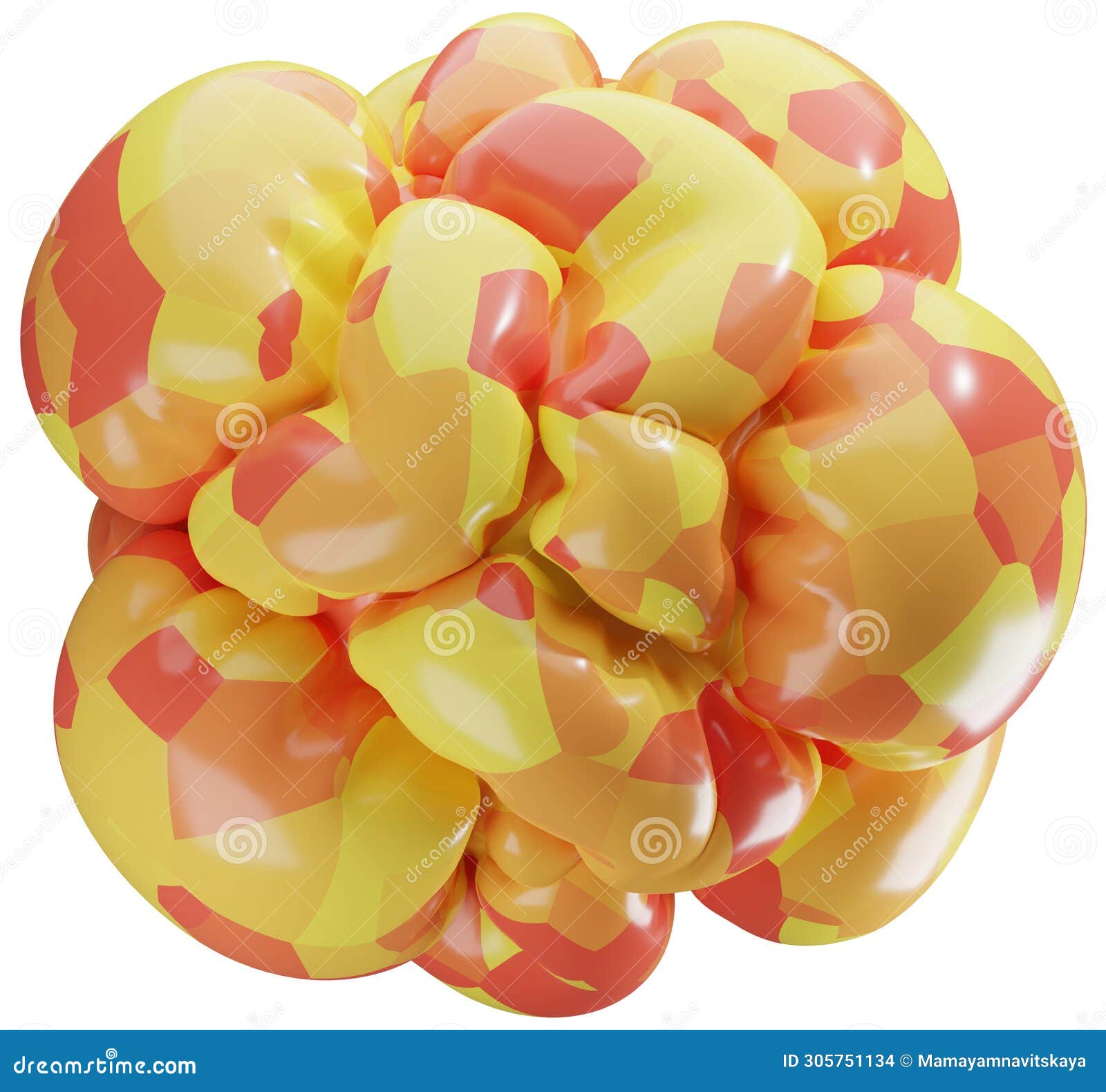 3D Inflated Abstract Shape Illustration. Puffy Orange Object Design ...