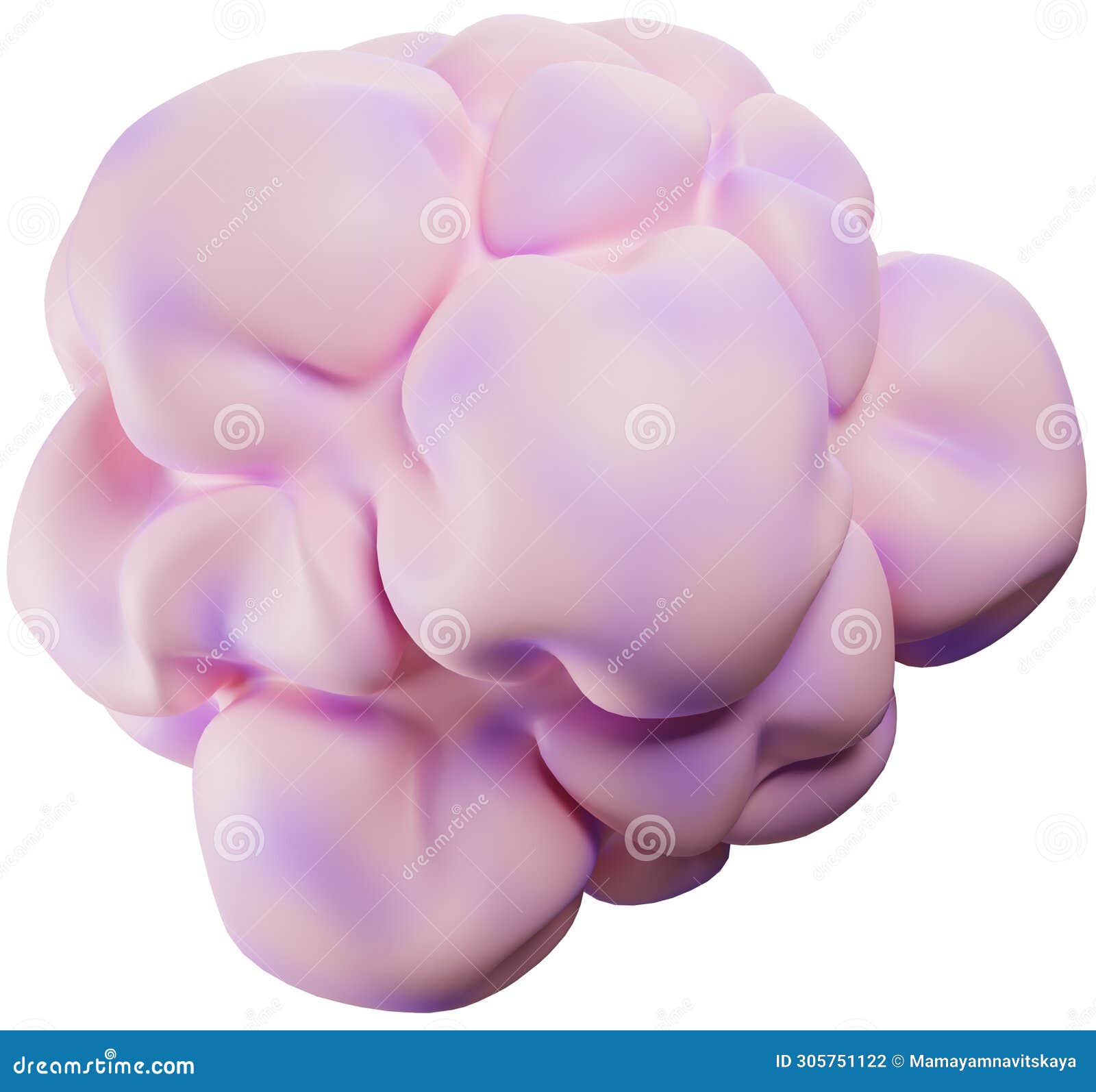 3D Inflated Abstract Shape Illustration. Puffy Pink Object Design Stock ...
