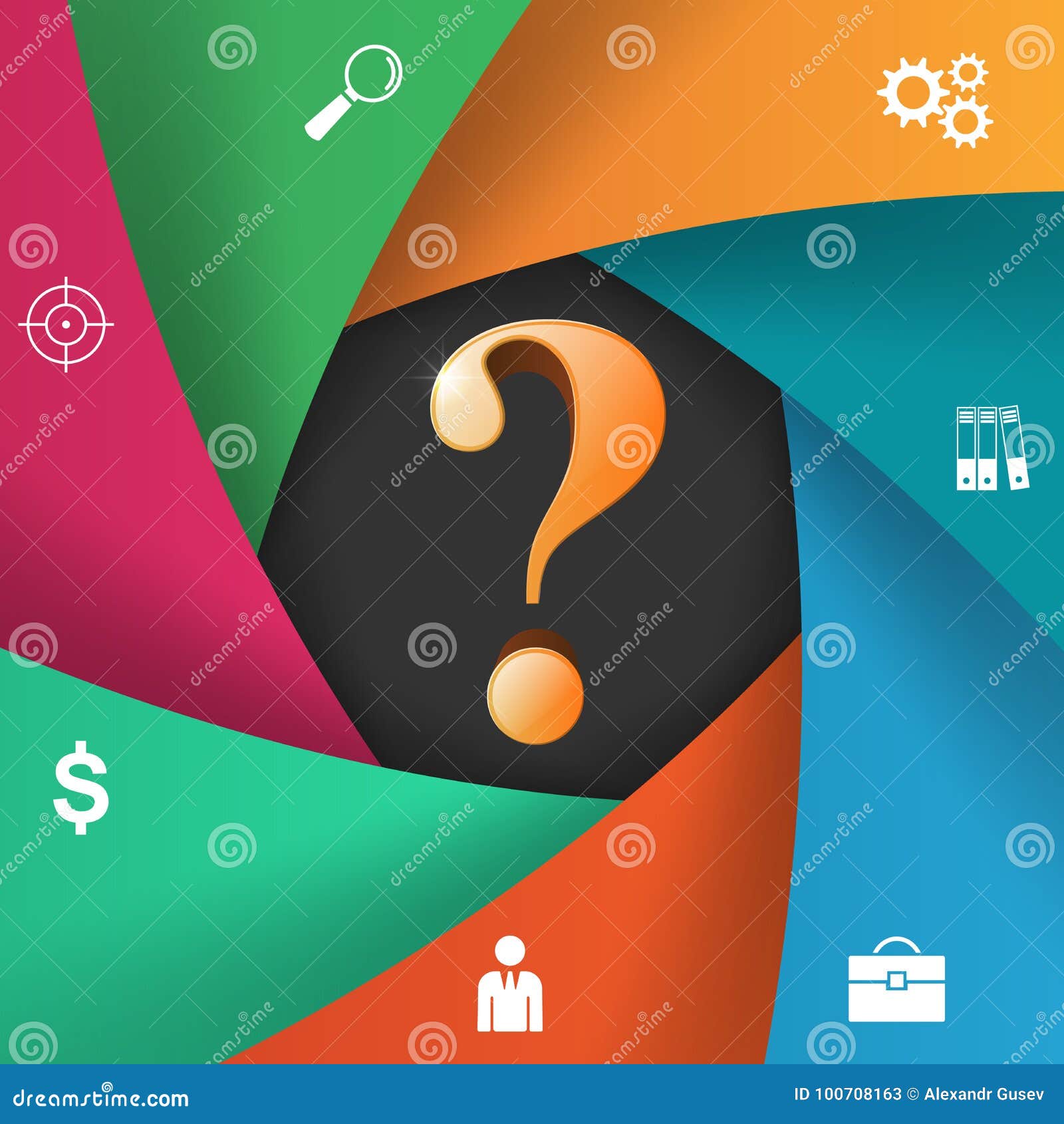 3D Infographic Design Template and Question Icons. Stock Vector ...