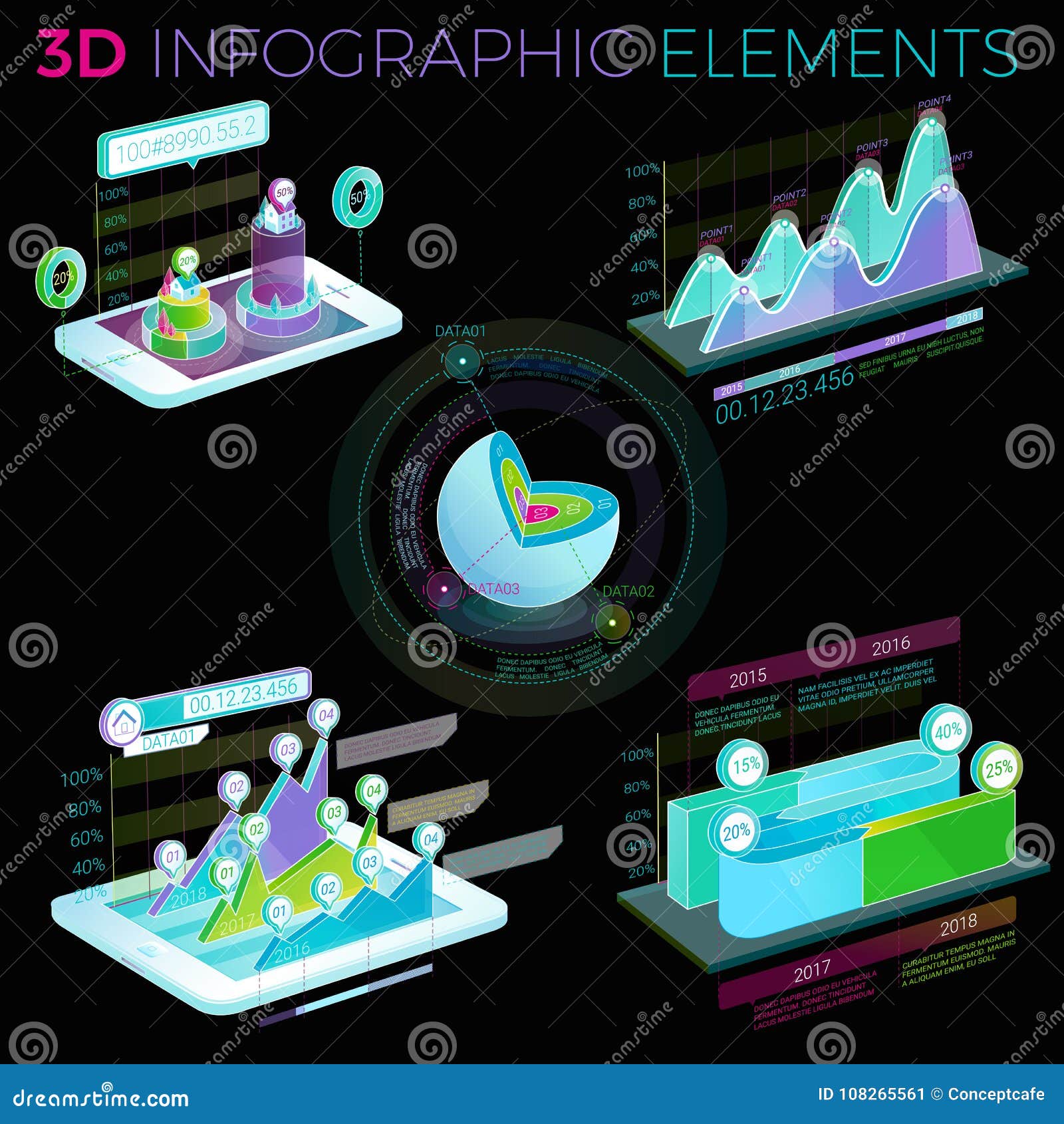 3D Infographic Elements stock vector. Illustration of green - 108265561