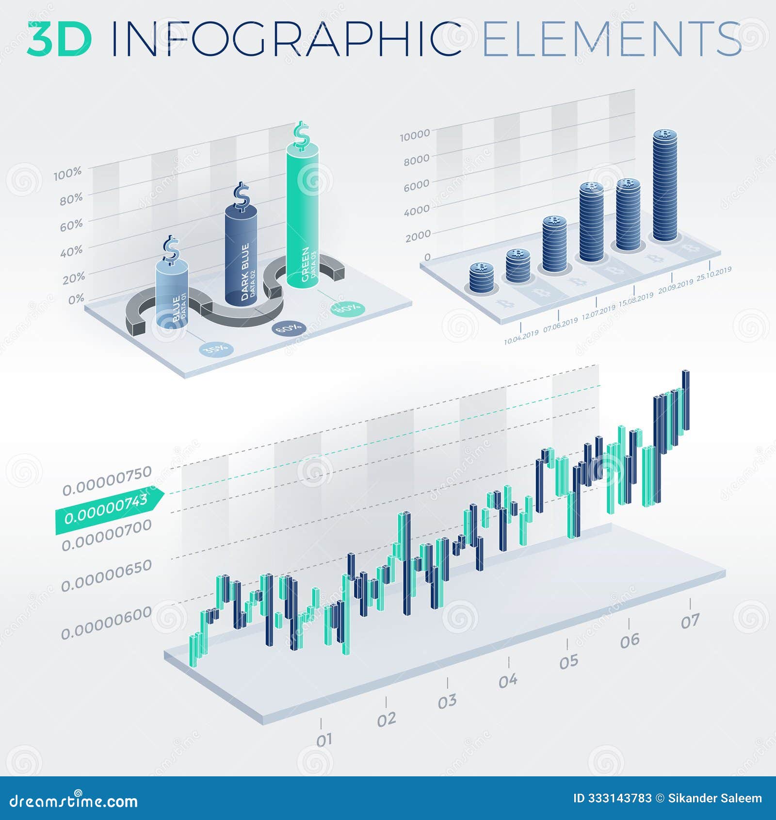 3D Infographic Elements stock vector. Illustration of monochrome ...