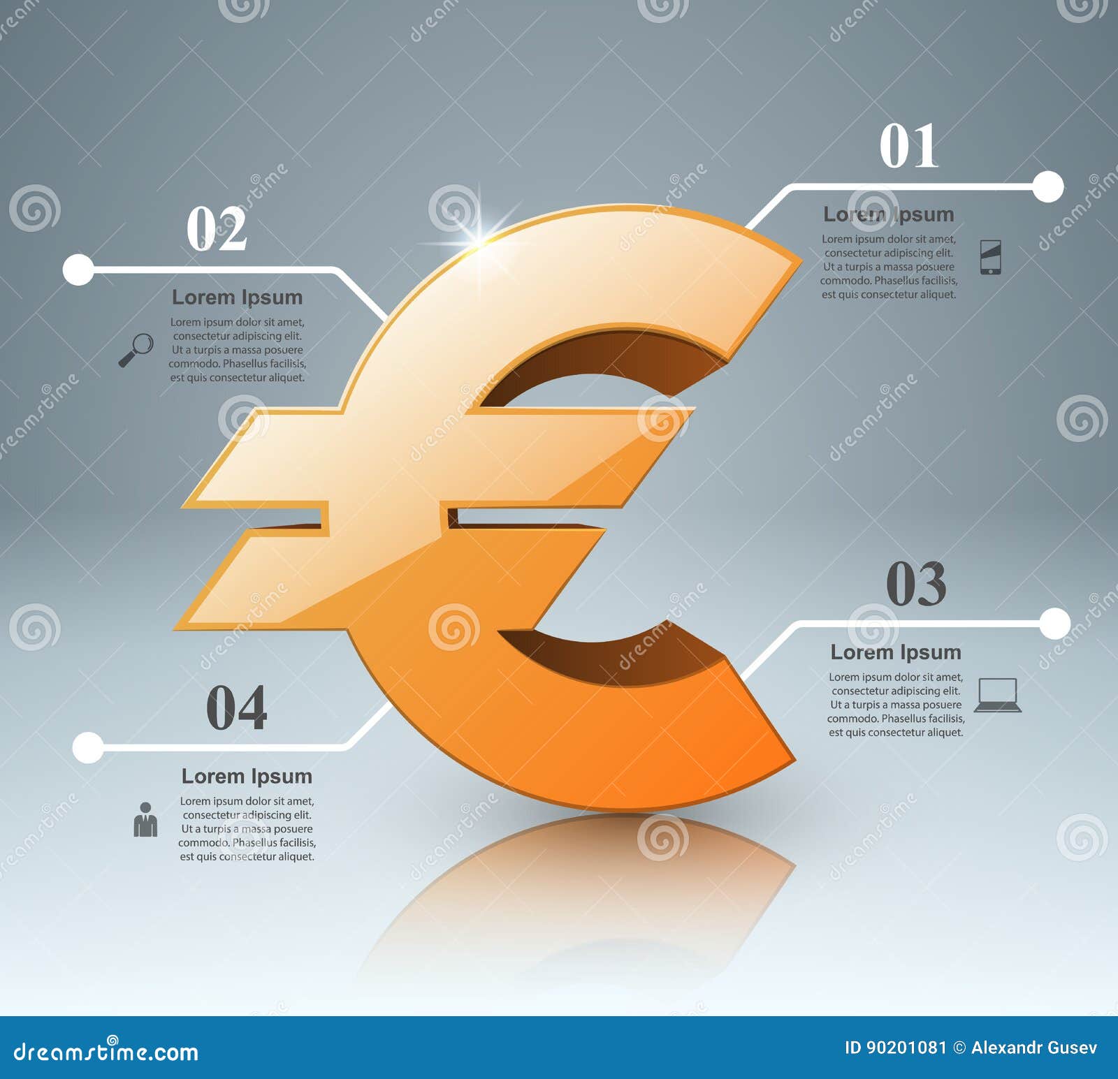 3D Infographic Euro, Icona Dei Soldi Illustrazione Vettoriale ...