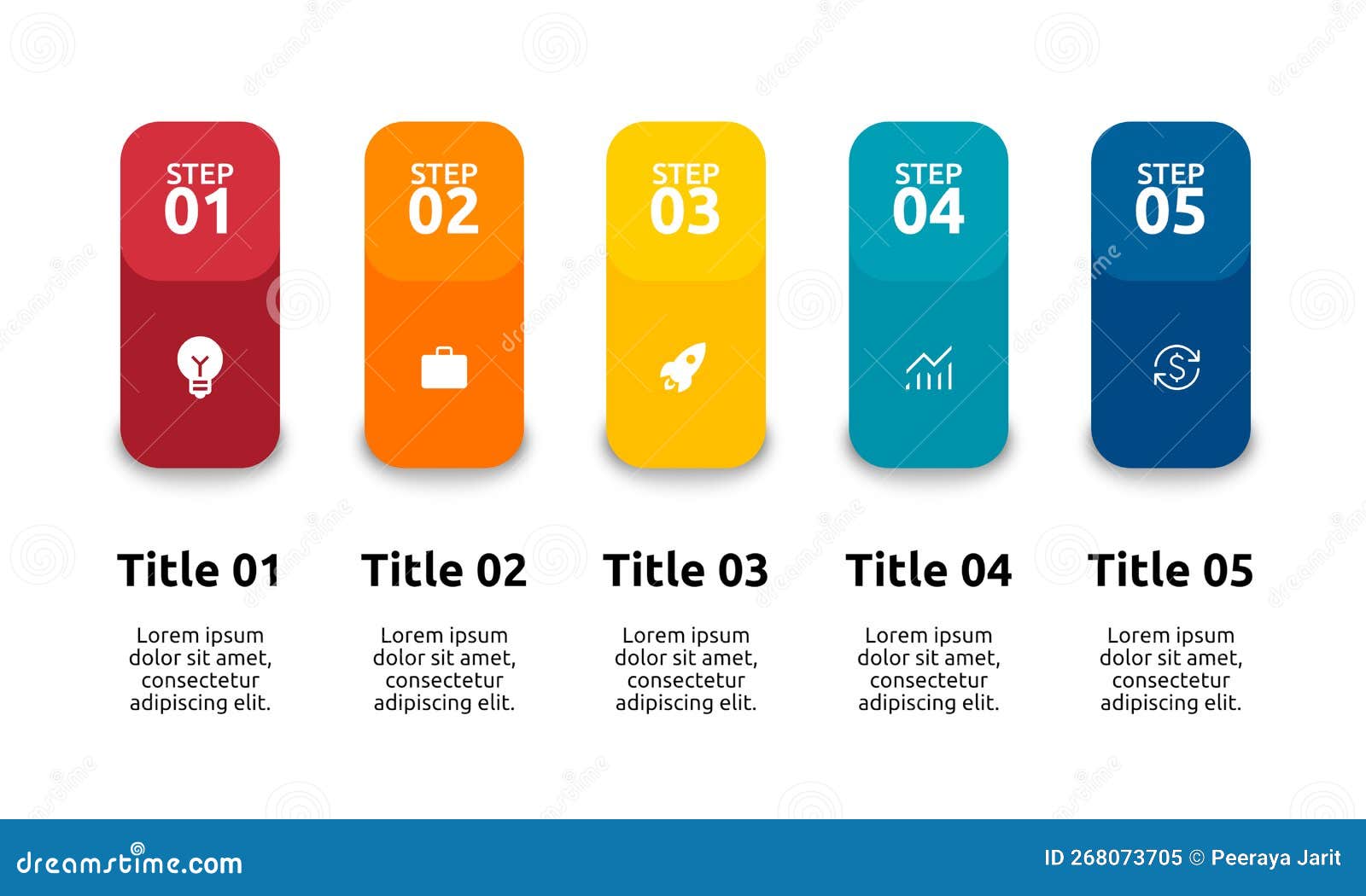 3D Infographic. Presentation Slide Template. 5 Step Option. Chart ...