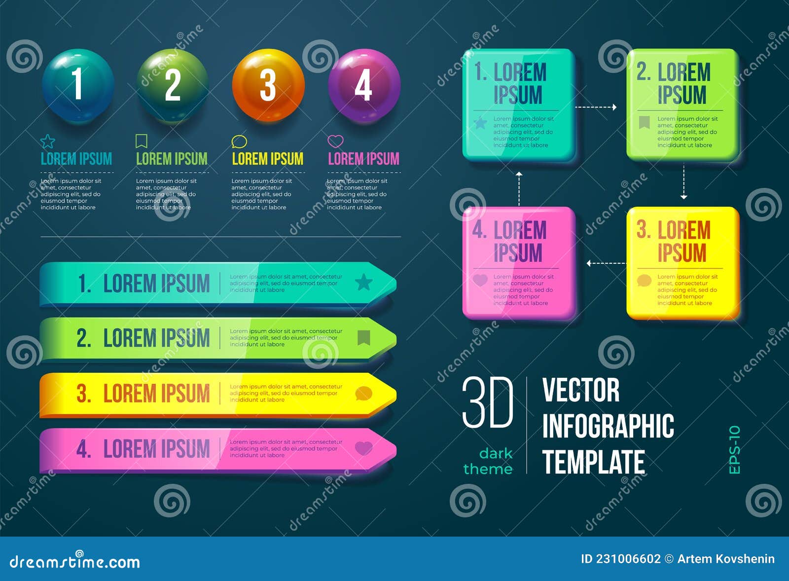 3d Infographic Template, 4 Color Shades Stock Vector - Illustration of ...