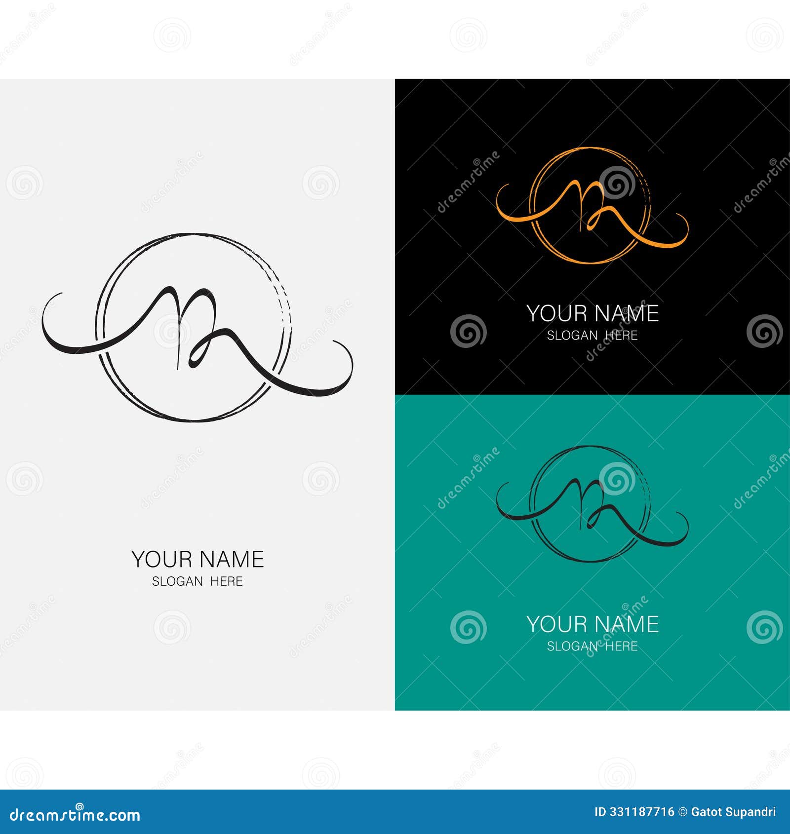 D Initial Handwriting and Signature Logo Beauty Template Stock ...