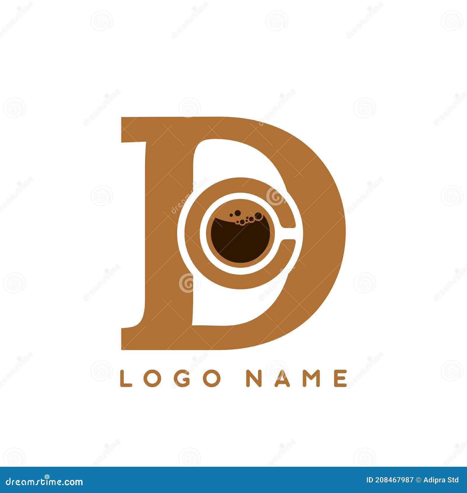 D Initial Letter With Coffee Sign Inside Logo Cartoon Vector ...