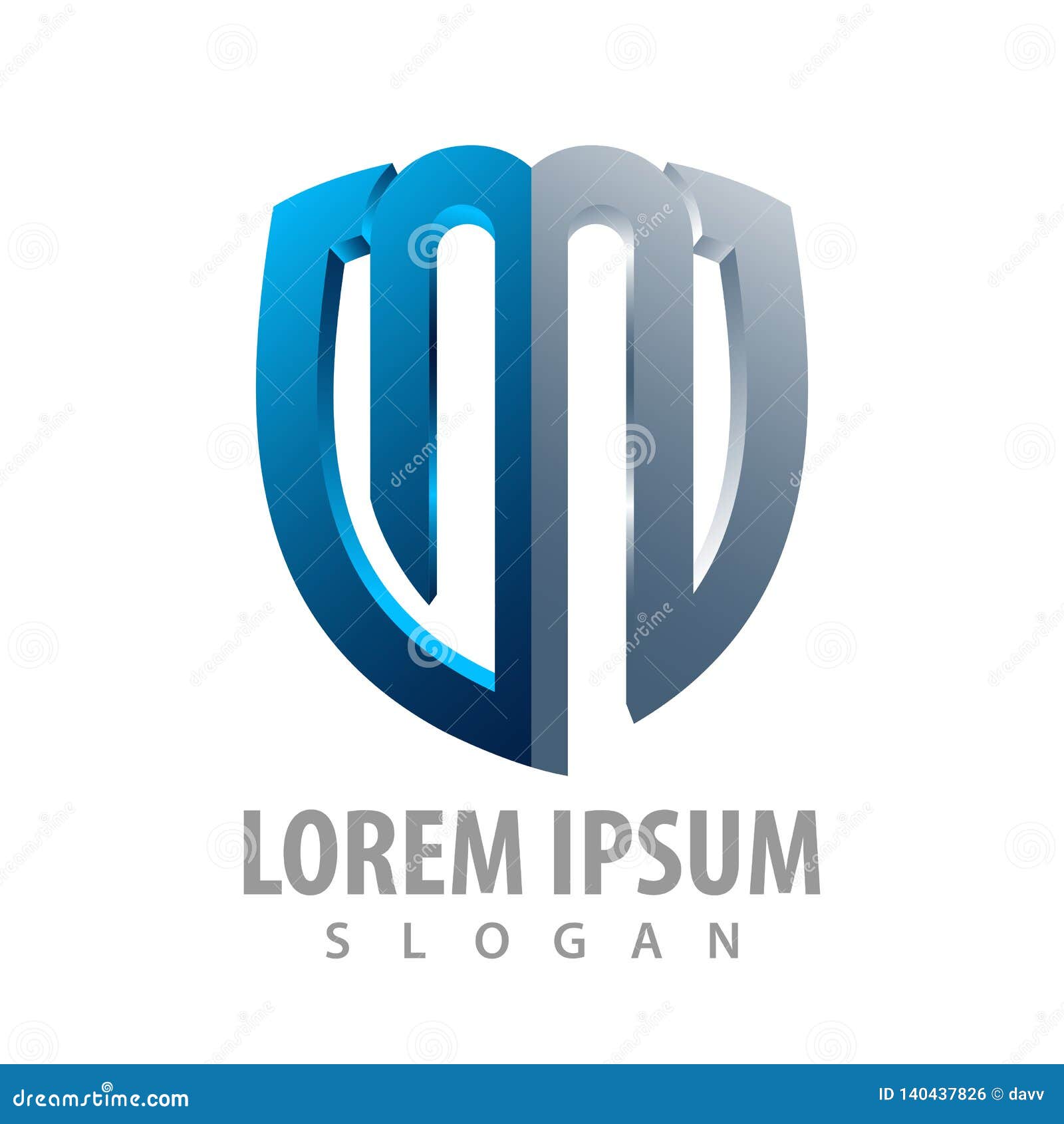 3D Initial Letter M Shield Logo Concept Design. Symbol Graphic Template ...