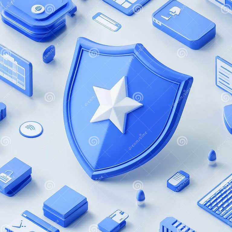 3D Integrity Shield Constellation Frame Design on a White Background ...