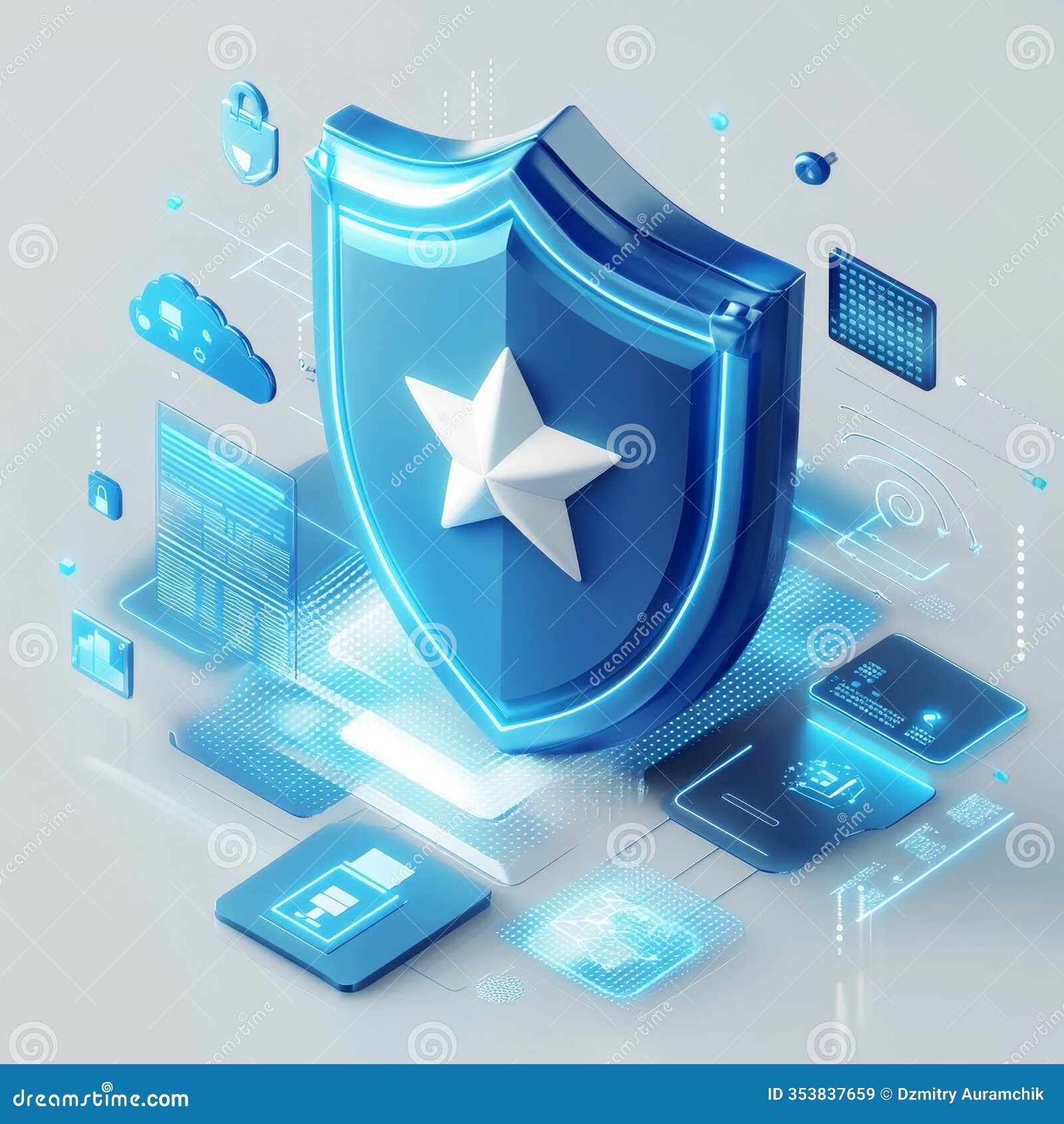 3D Integrity Shield Constellation Frame Idea Displayed on a White ...