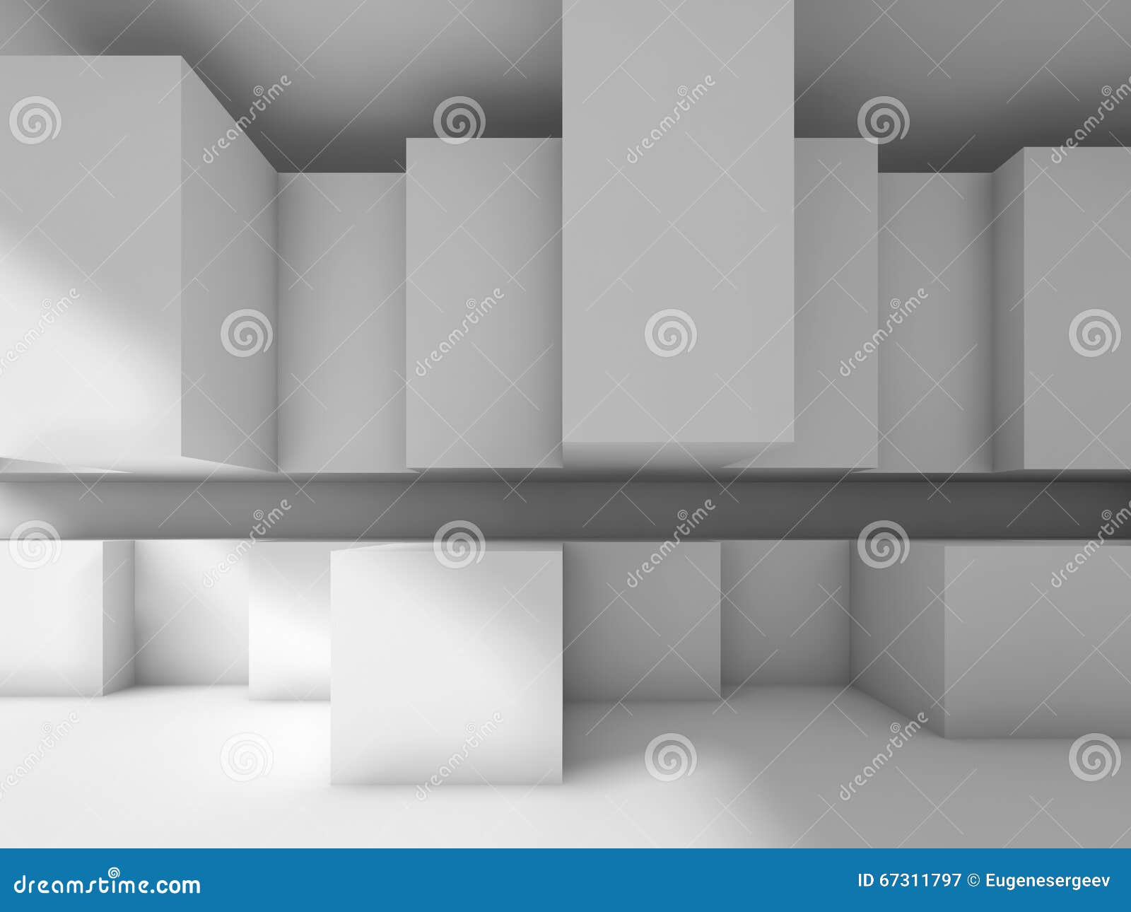 3 D Interior Design with Cubic Installation Stock Illustration ...