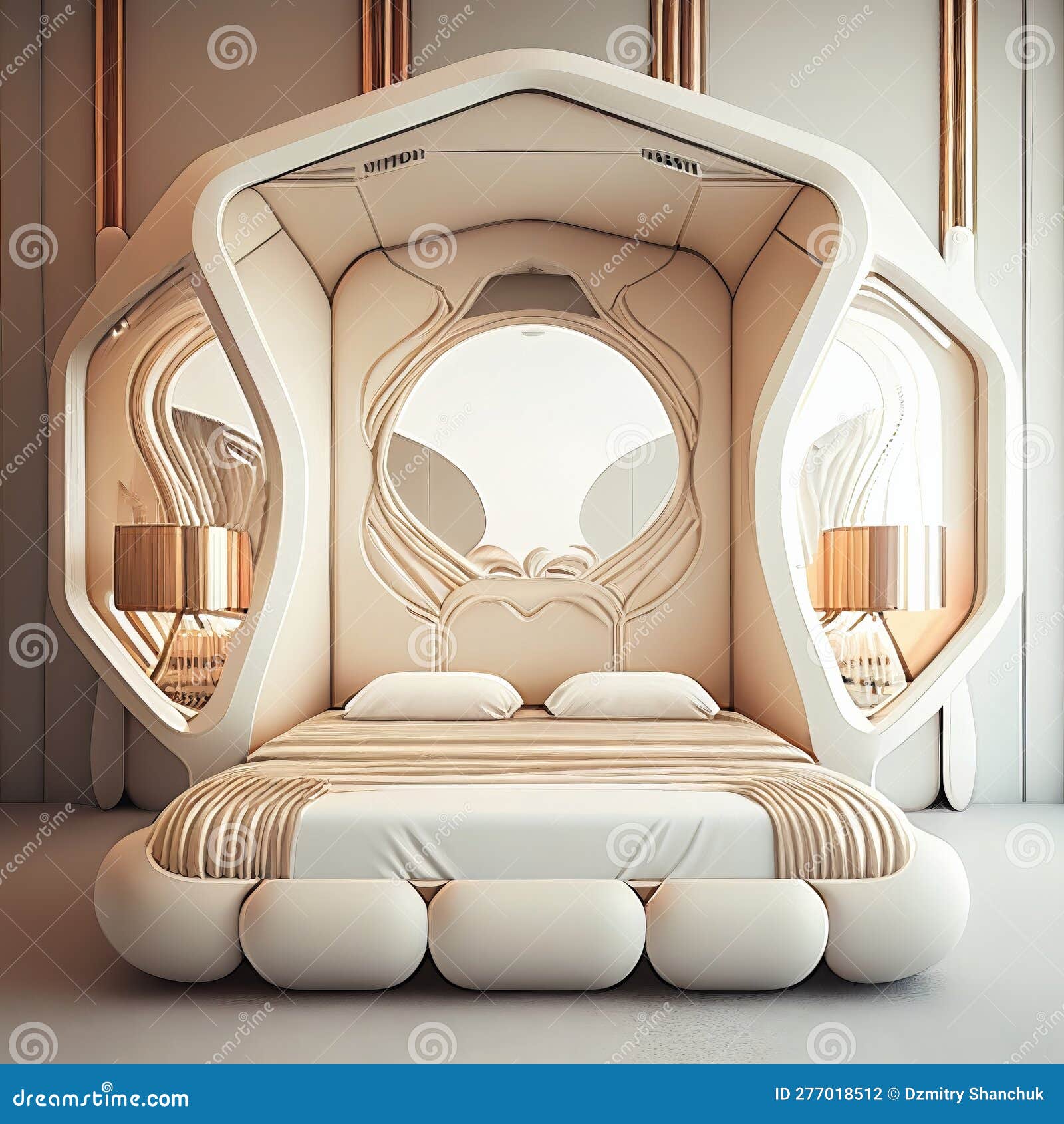 3D Interior of the Future Bed Generative AI Stock Illustration ...