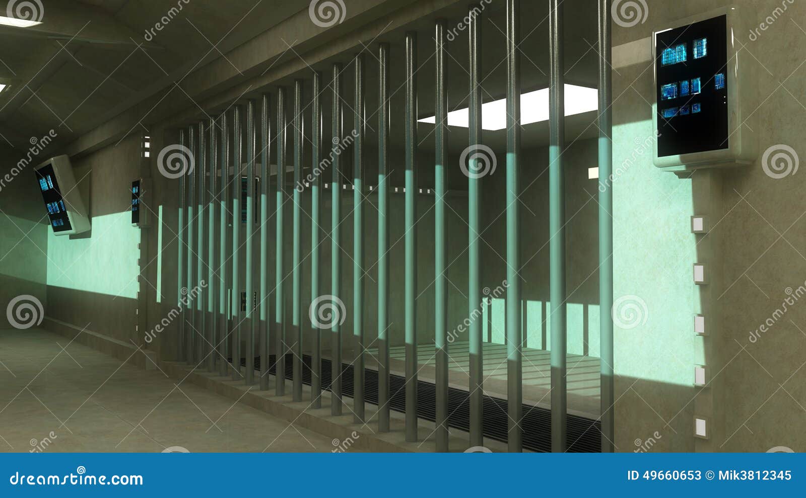 3d interior Jail stock illustration. Illustration of prison - 49660653