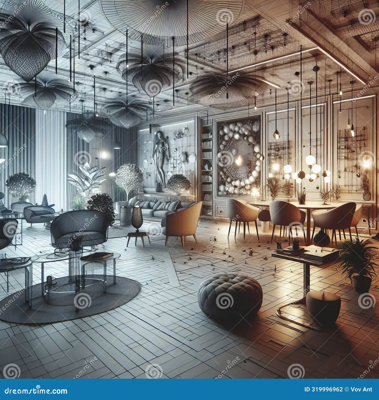 181 67. 3D Interior Lighting Design_ Designing, Planni Stock Photo ...