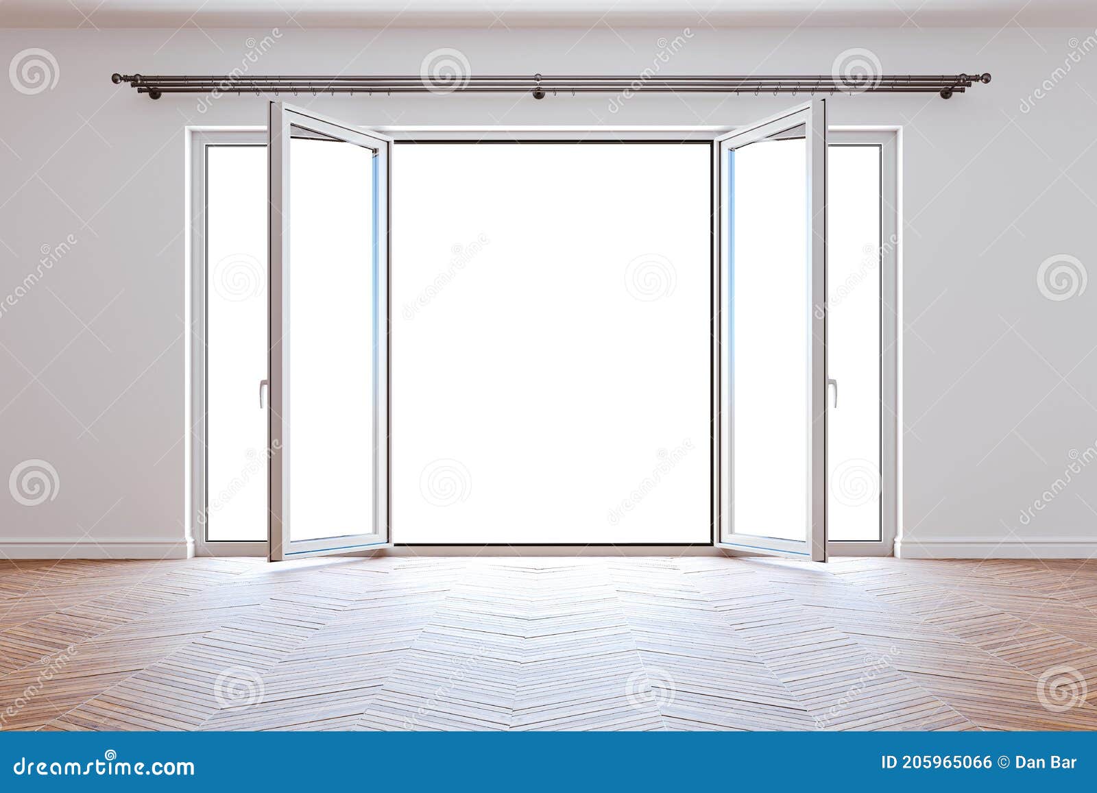 Interior Mock Up with Big Windows and White Stock Photo - Image of ...