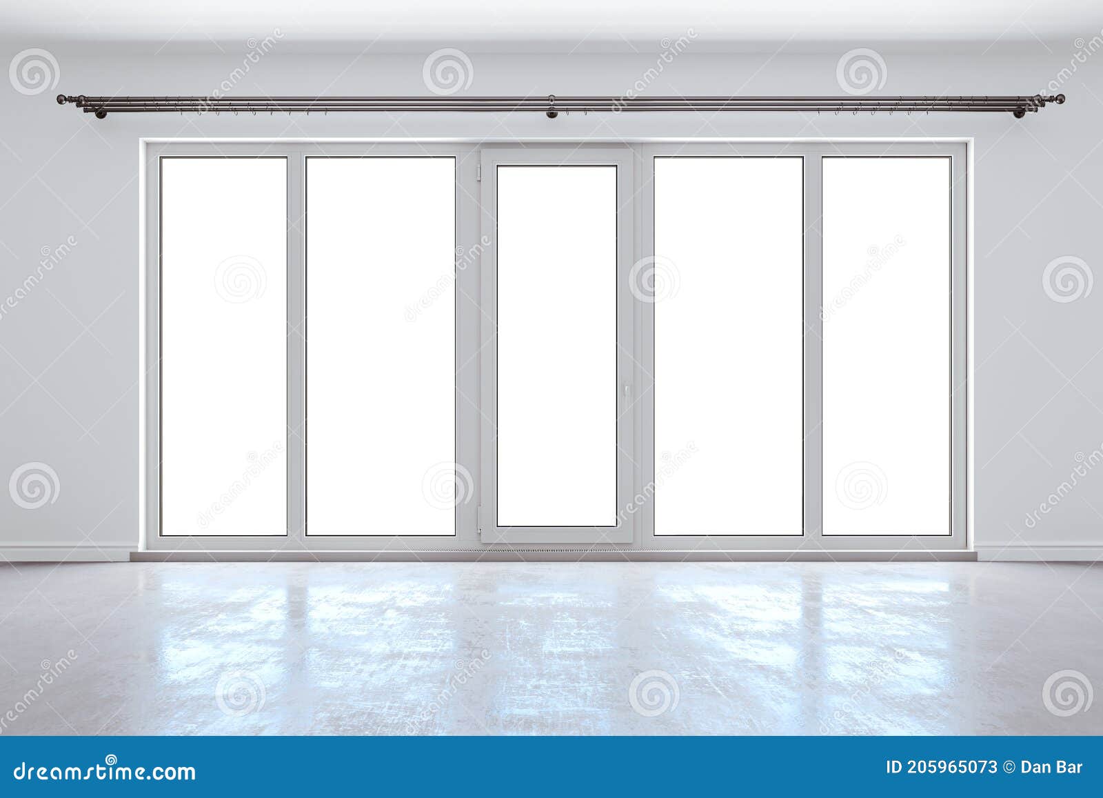 Interior Mock Up with Big Windows and White Stock Image - Image of ...