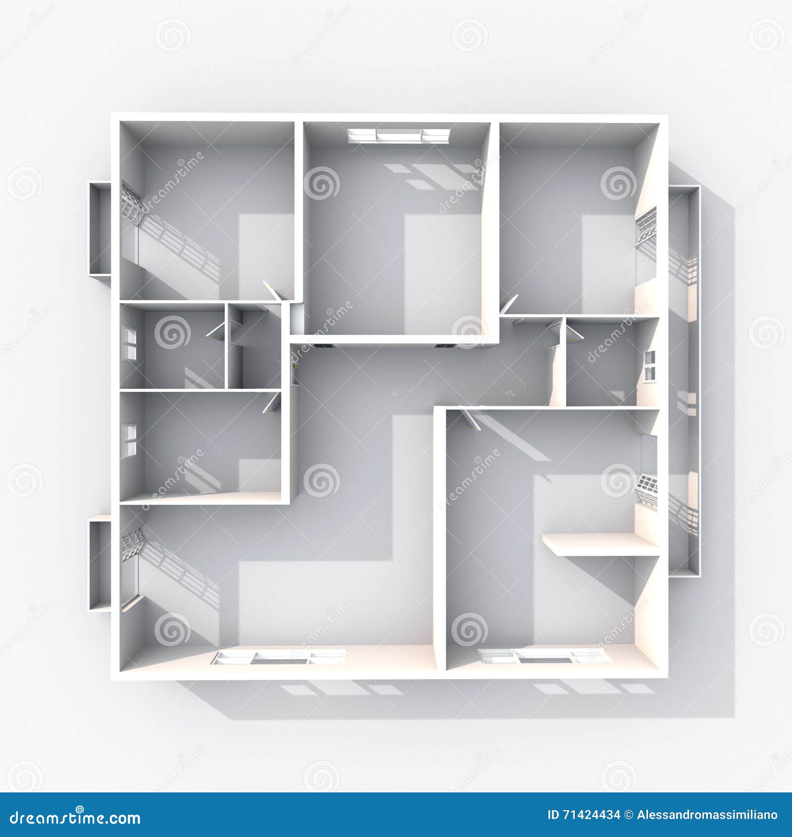 3d Interior Rendering of Paper Model Apartment Stock Illustration ...