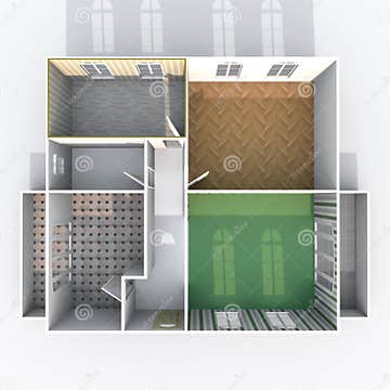 3d Interior Rendering Plan View of Empty Home Apartment Stock ...