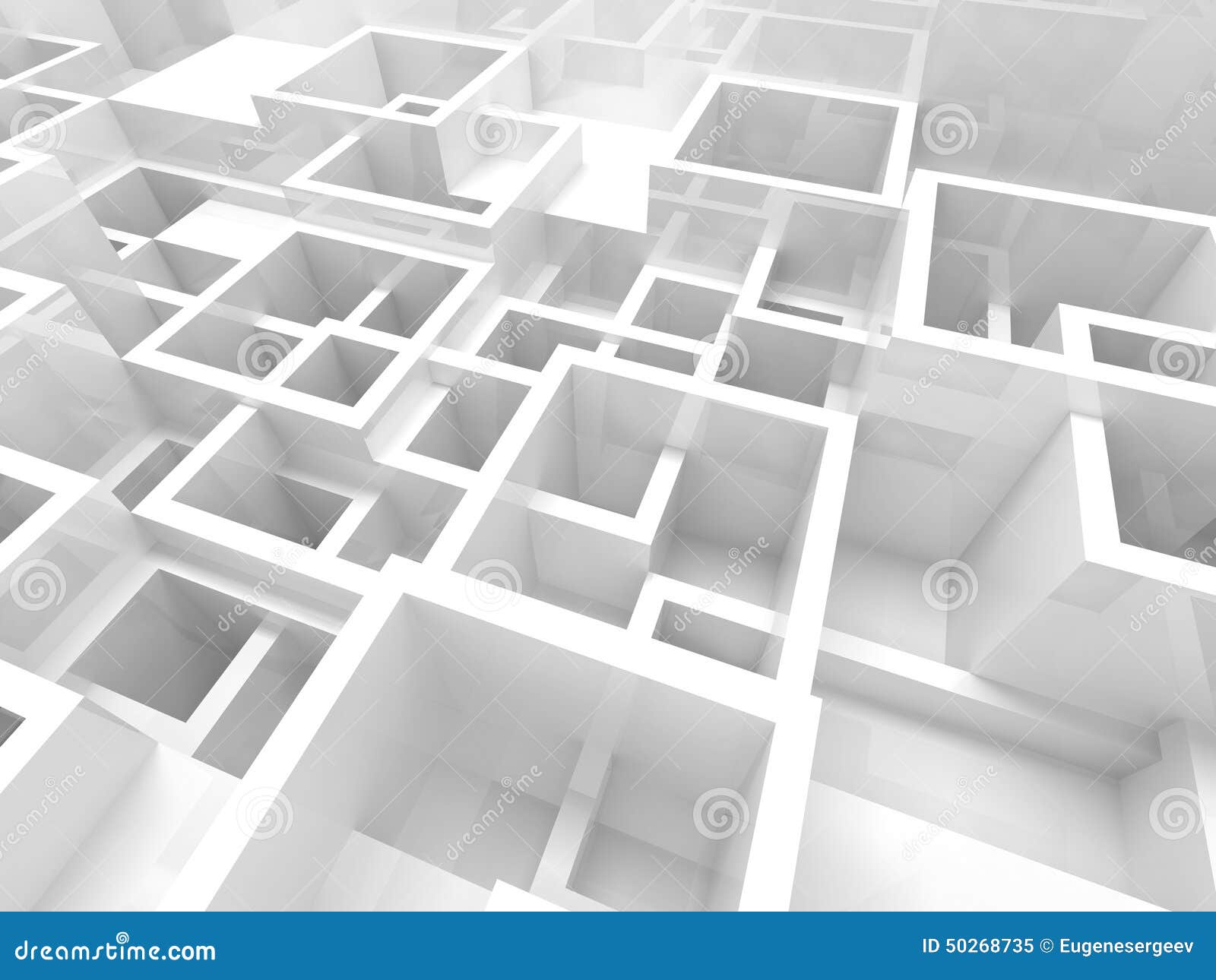 3d Interior with White Chaotic Square Cells Structure Stock ...