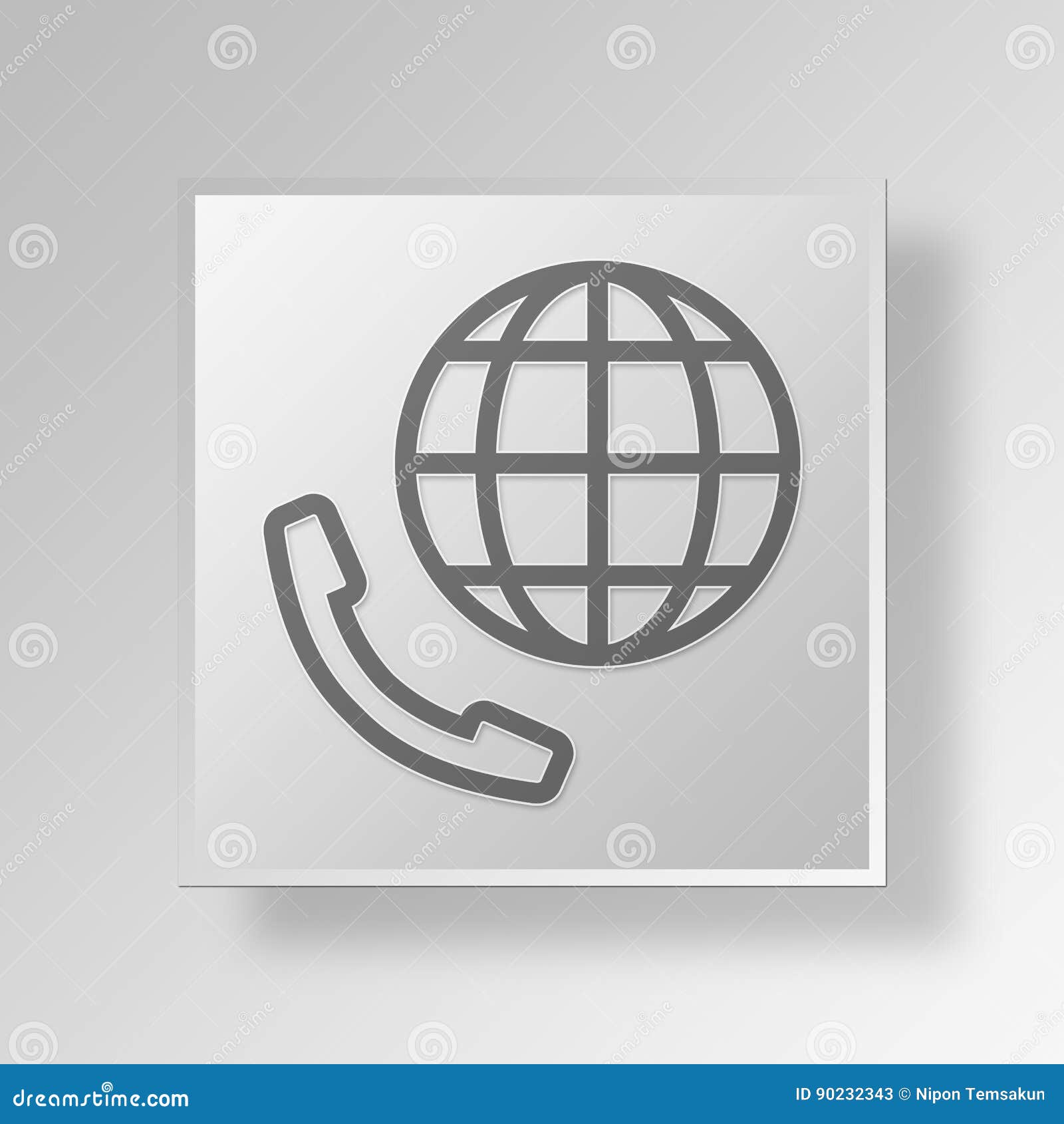 3D International Call Button Icon Concept Stock Illustration ...