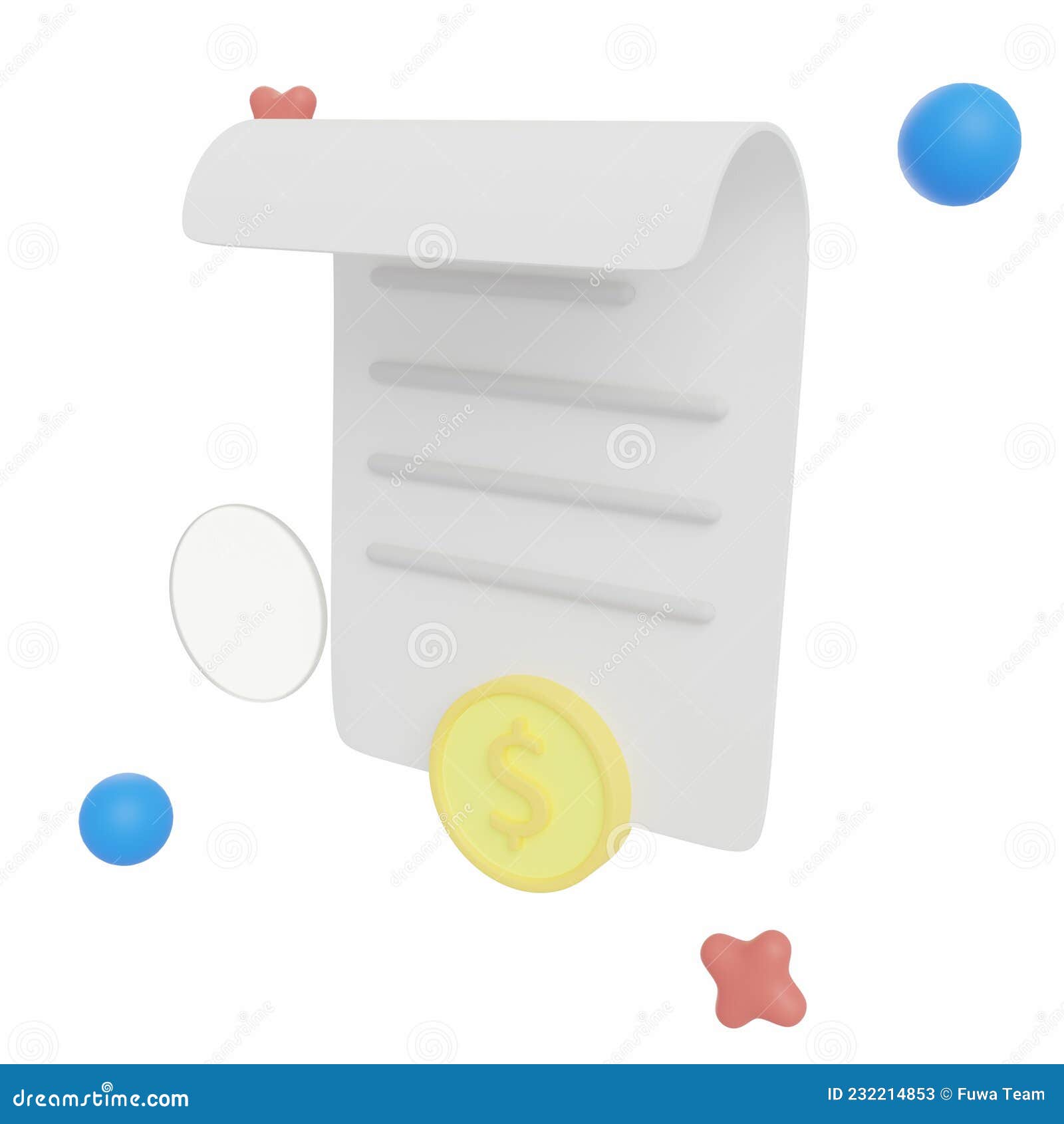 3D Invoice - Ecommerce Illustration or Icon Pack Stock Illustration ...