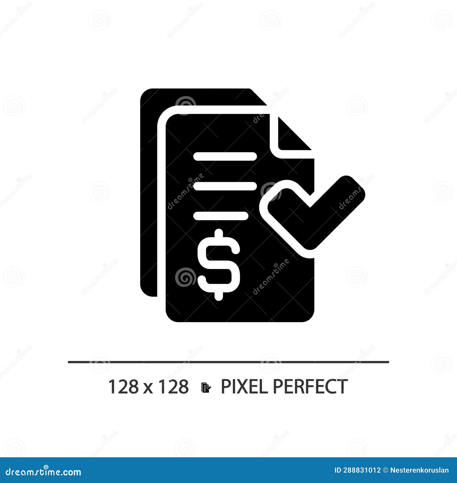 2D Invoice Glyph Style Black Icon Stock Illustration - Illustration of ...
