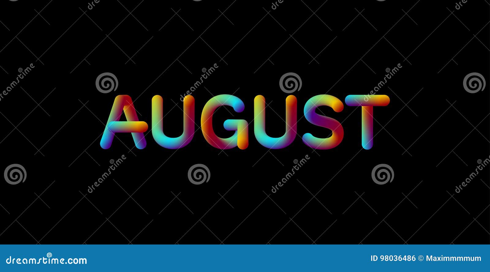 3d Iridescent Gradient August Month Sign Stock Vector - Illustration of ...