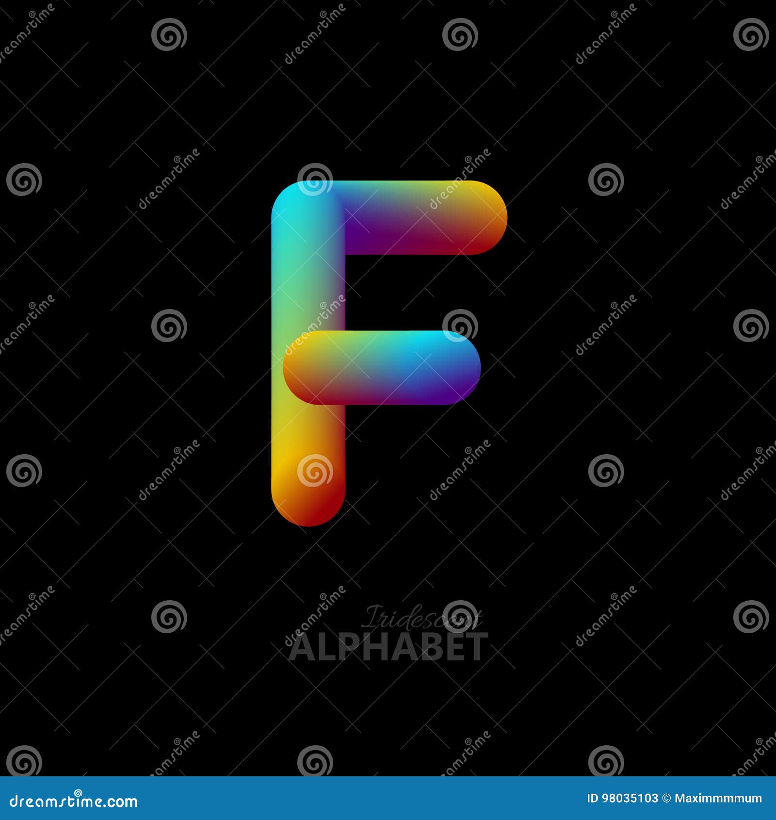3d Iridescent Gradient Letter F. Stock Vector - Illustration of element ...