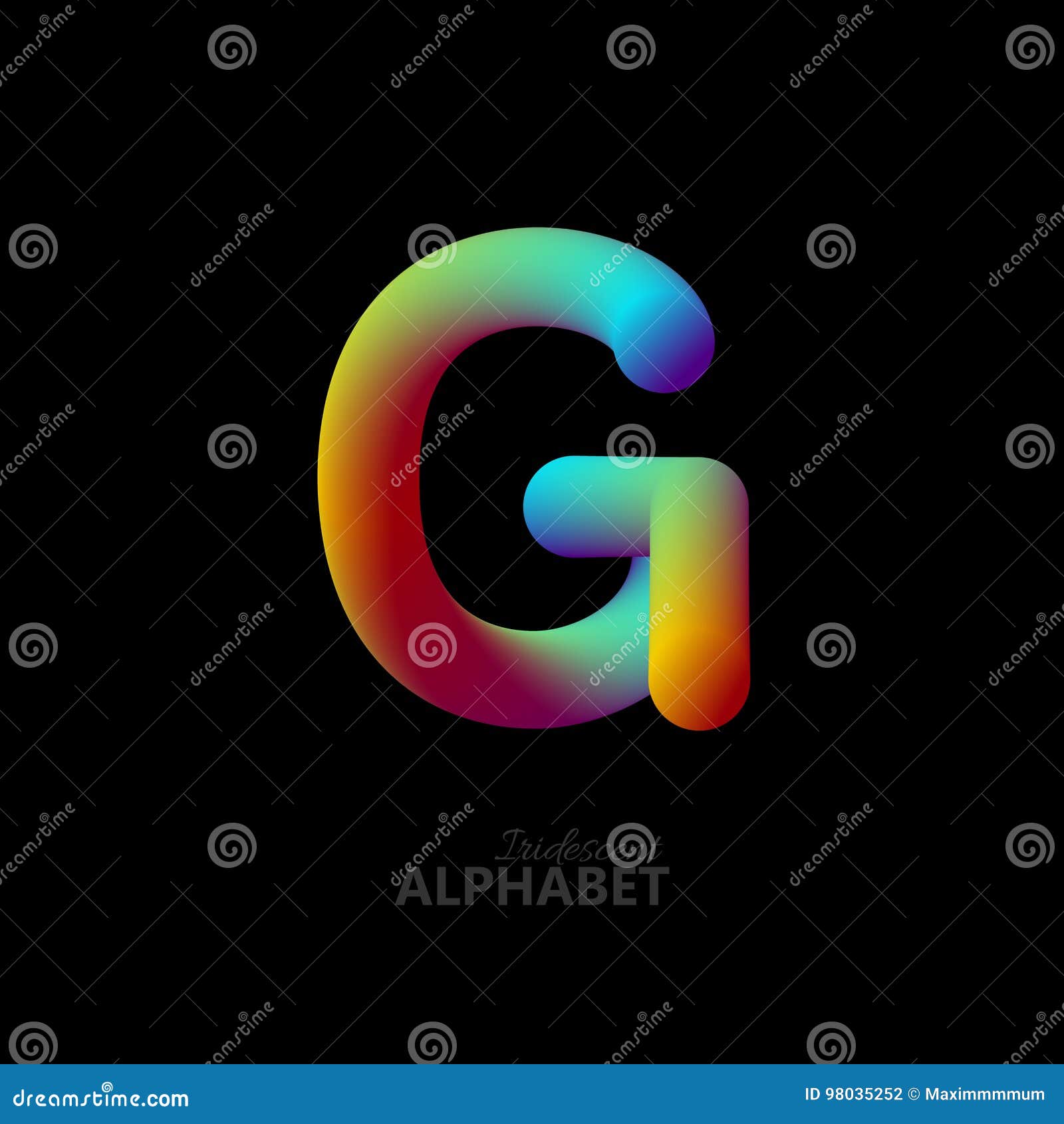 3d Iridescent Gradient Letter G. Stock Vector - Illustration of capital ...