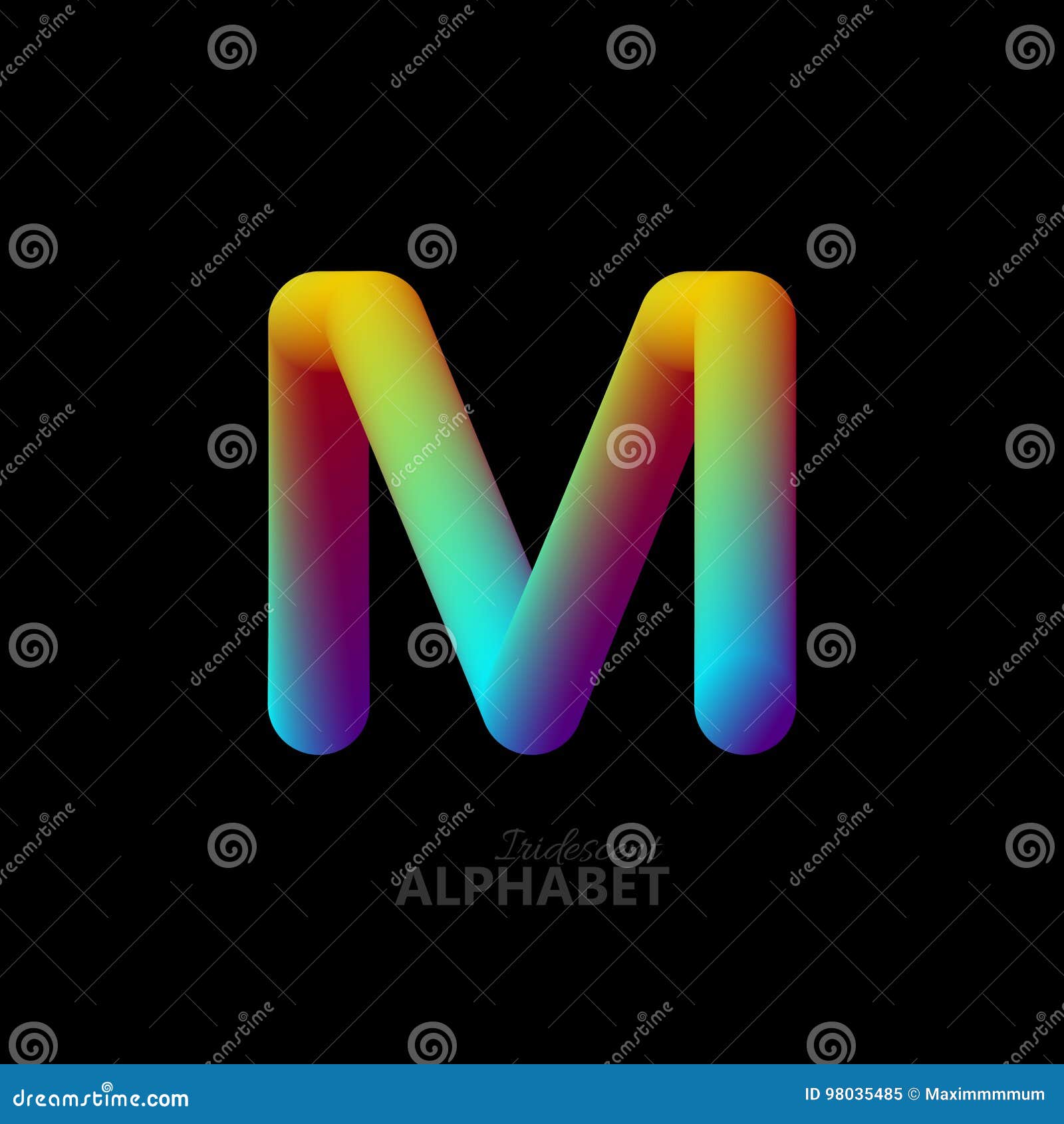 3d Iridescent Gradient Letter M. Stock Vector - Illustration of ...