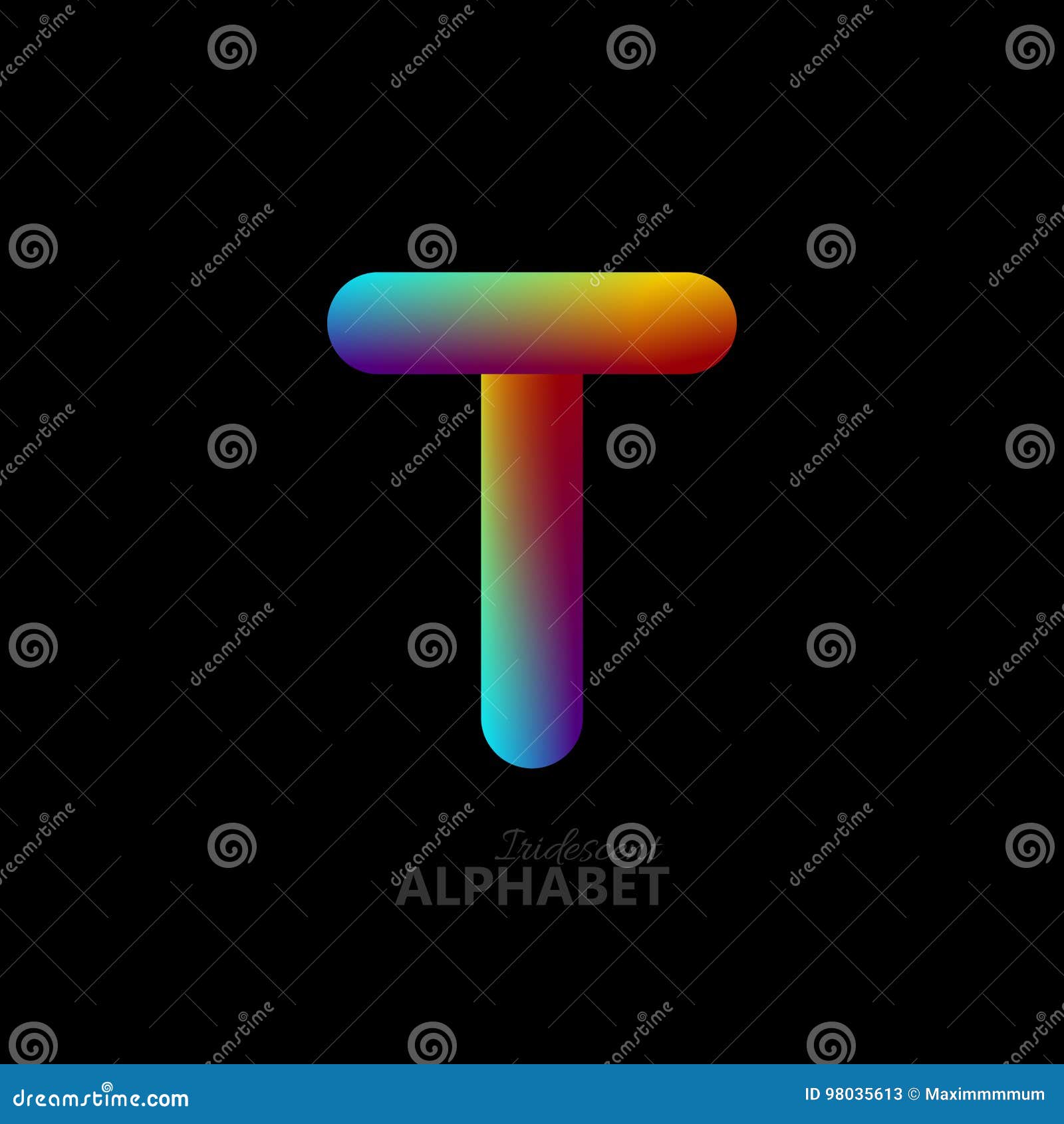 3d Iridescent Gradient Letter T. Stock Vector - Illustration of line ...