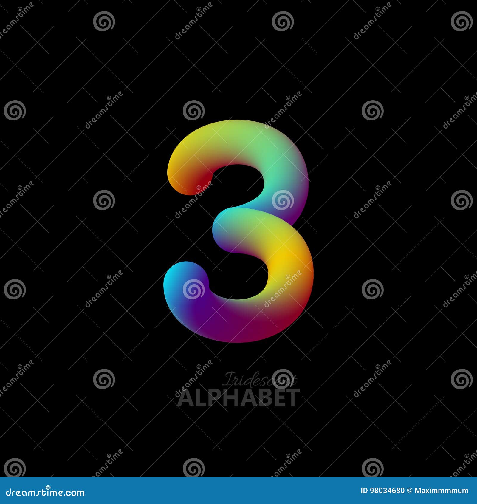 3d Iridescent Gradient Number 3. Stock Vector - Illustration of font ...