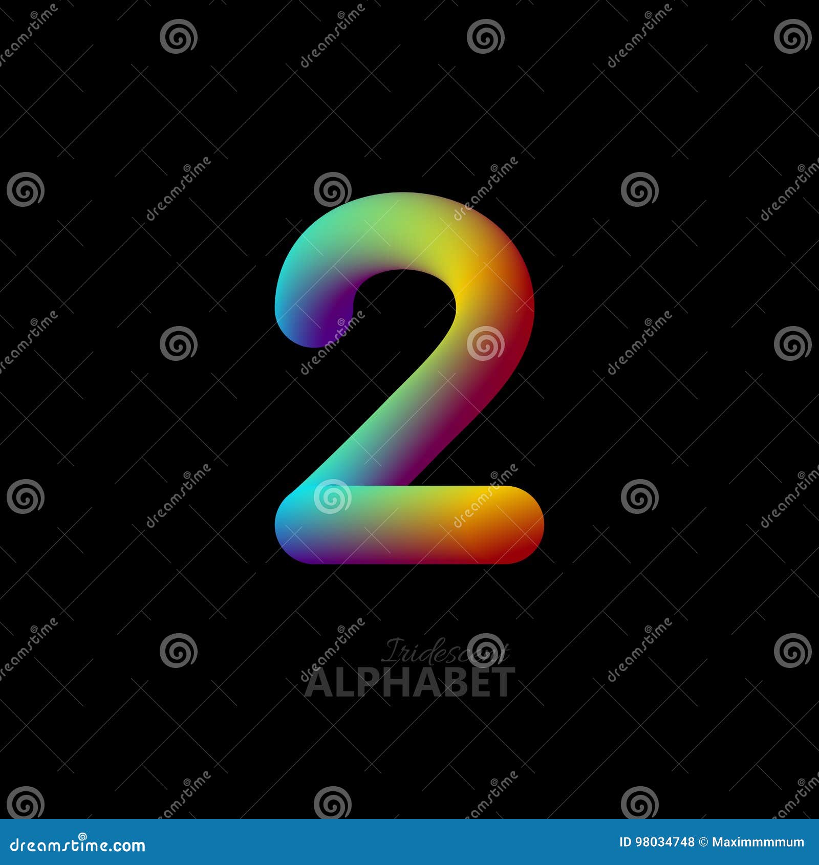 3d Iridescent Gradient Number 2. Stock Vector - Illustration of dynamic ...