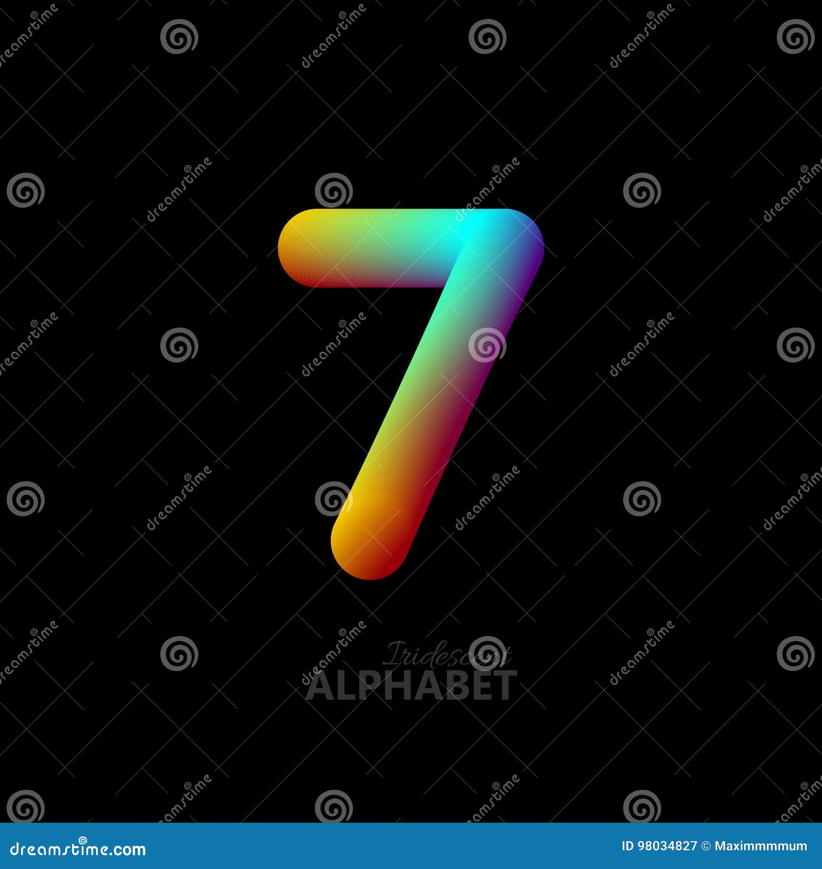 3d Iridescent Gradient Number 7. Stock Vector - Illustration of ...