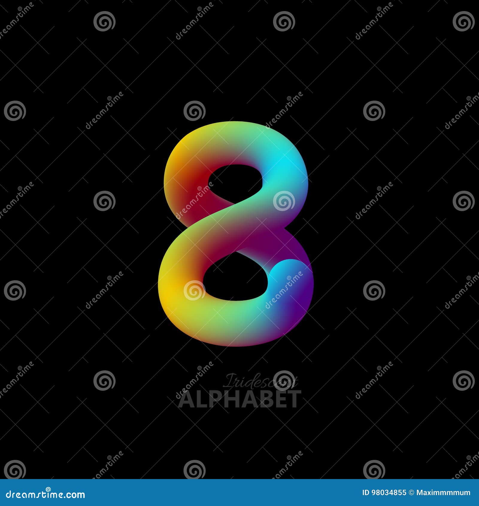3d Iridescent Gradient Number 8. Stock Vector - Illustration of ...