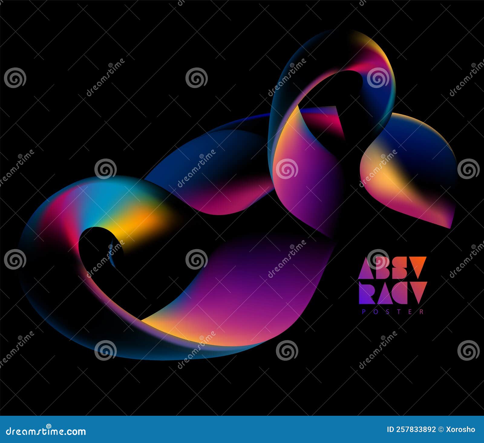 3D Iridescent Twisted Line. Liquid Geometric Shapes Stock Vector ...